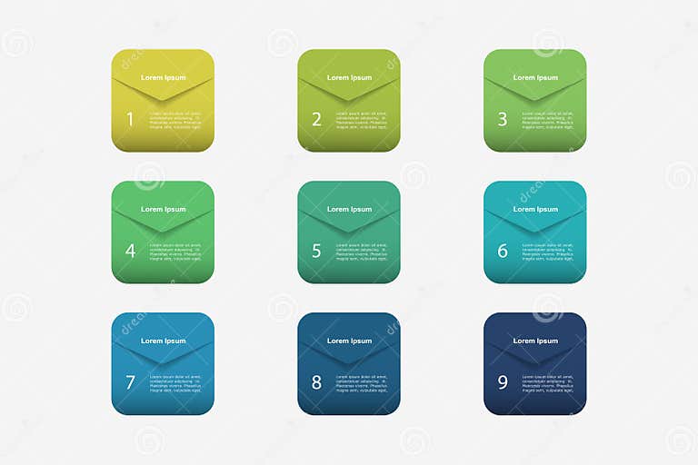 Business Concept, 9 Steps, Multicolor Rectangle ,design for Workflow ...