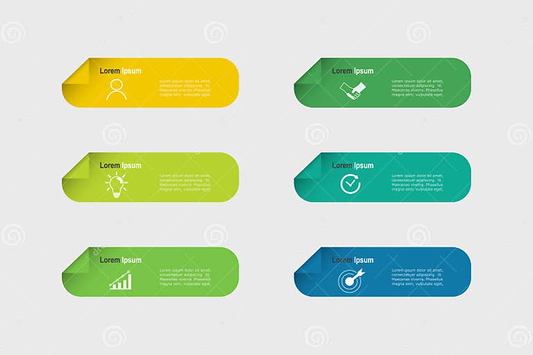 Business Concept, 6 Steps, Multicolor Rectangle,design for Workflow ...