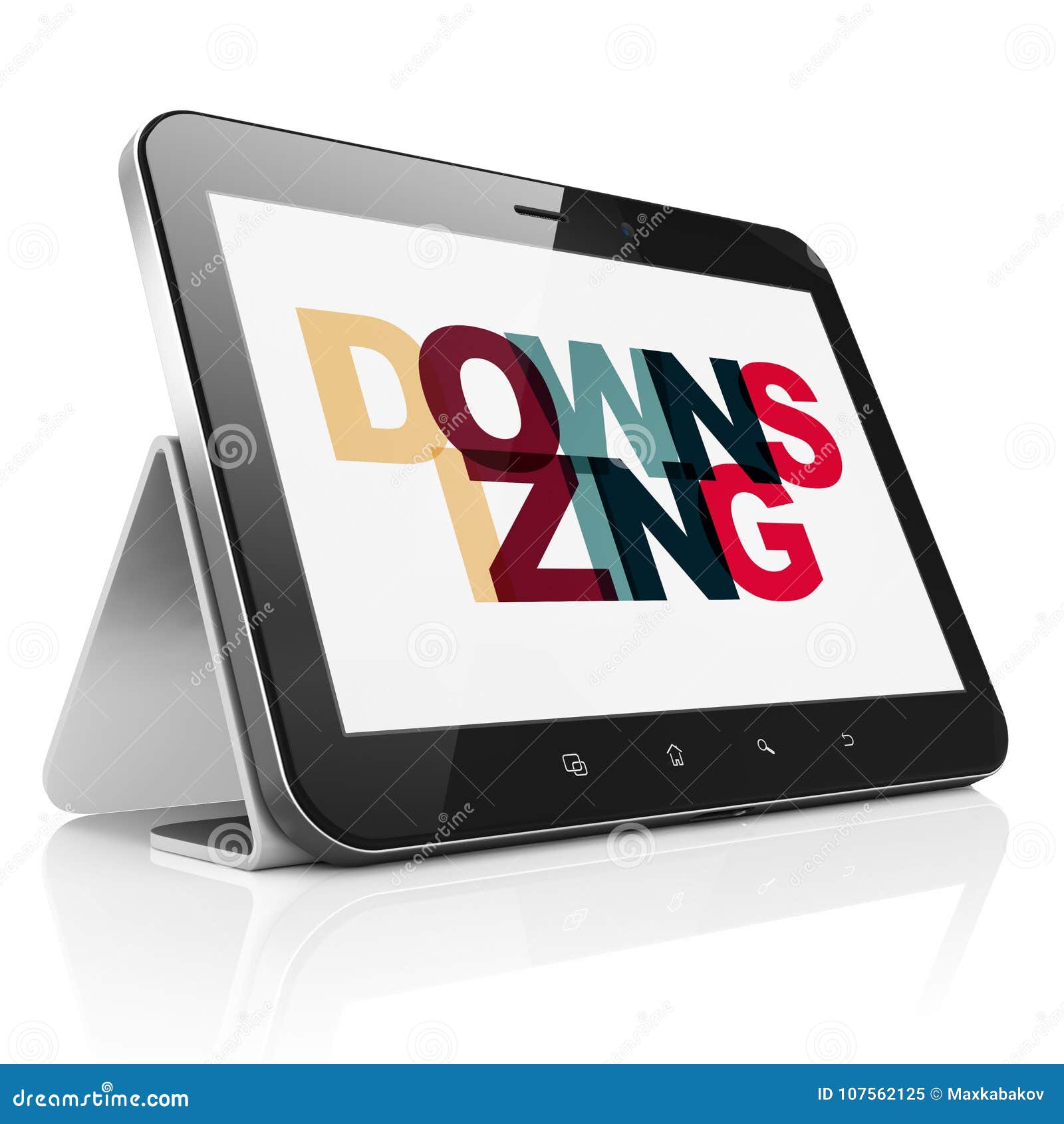Business Concept: Tablet Computer with Downsizing on Display Stock ... Business Concept: Tablet Computer with Downsizing on Display Stock ...