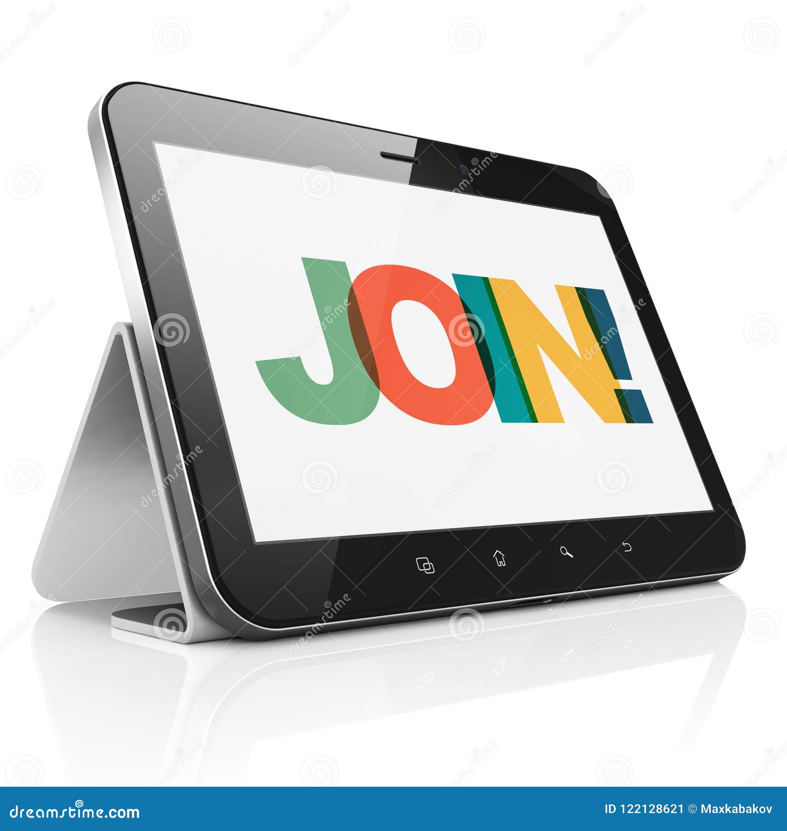 Join Up Tablet Character Shows Subscribing Royalty-Free Stock Image ...