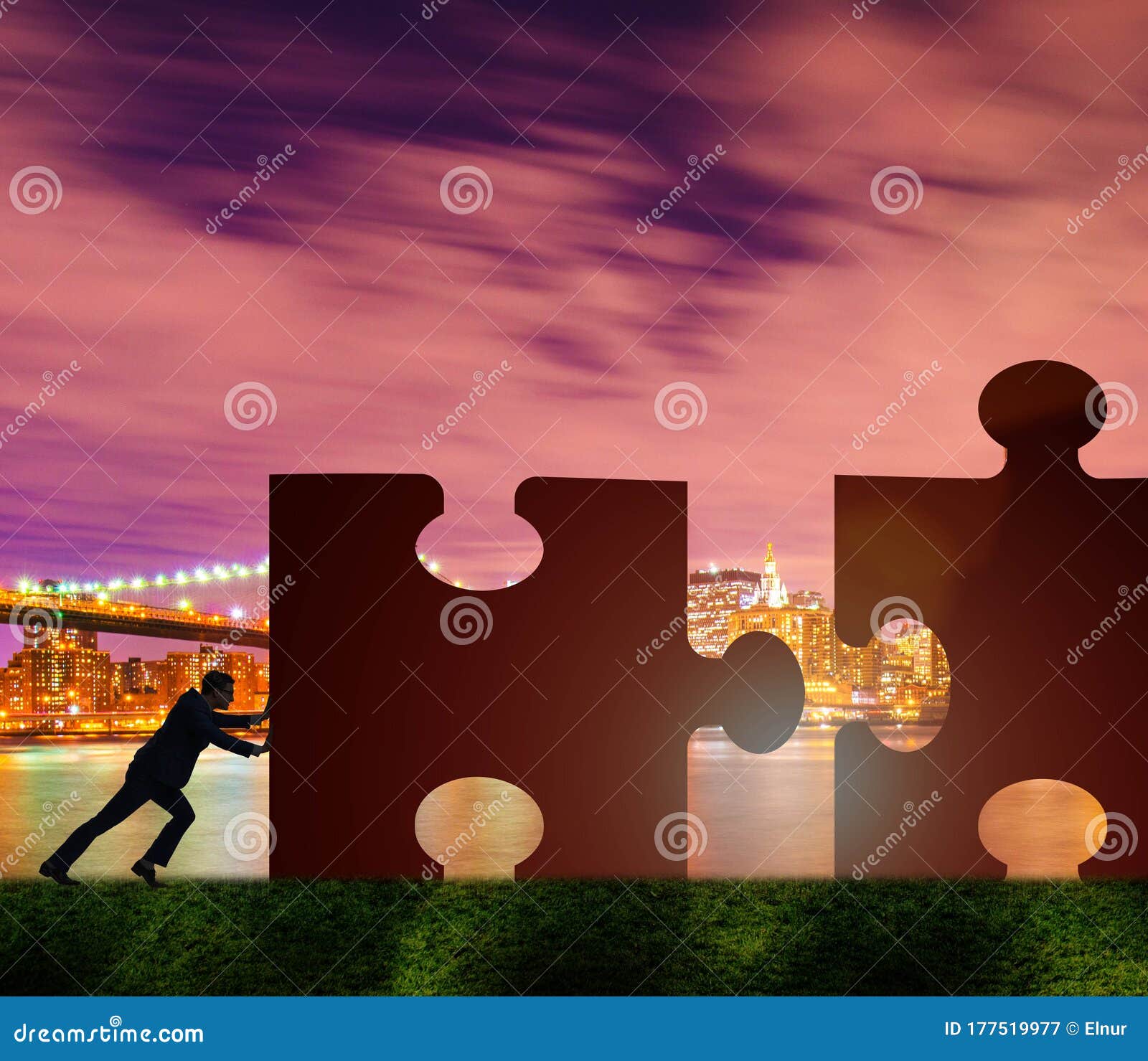 Business Concept of Teamwork with Jigsaw Puzzle Stock Image - Image of ...