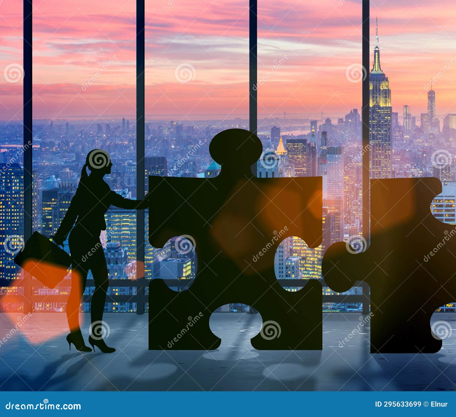 Business Concept of Teamwork with Jigsaw Puzzle Stock Illustration ...