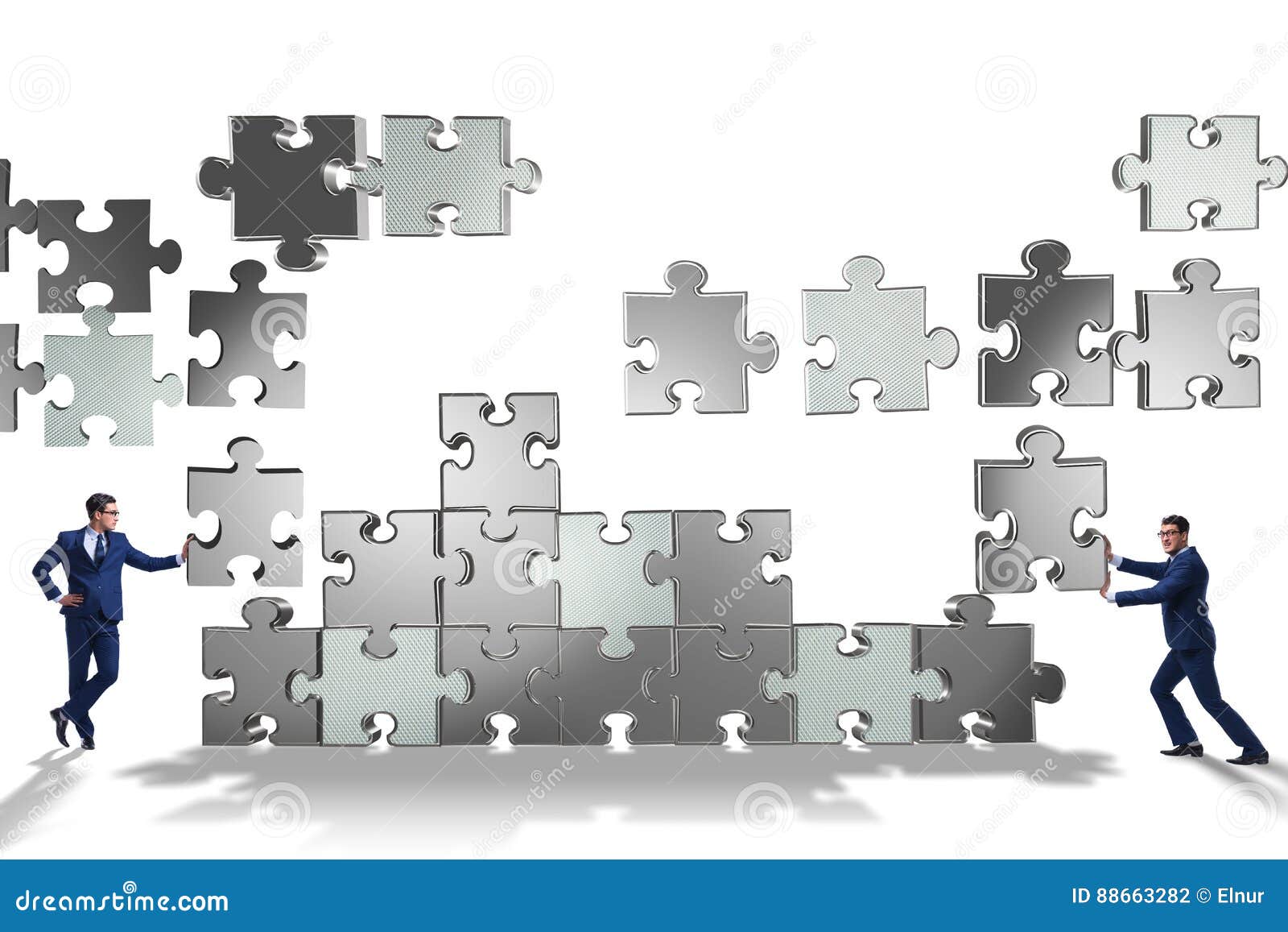 The Business Concept of Teamwork with Puzzle Pieces Stock Illustration ...