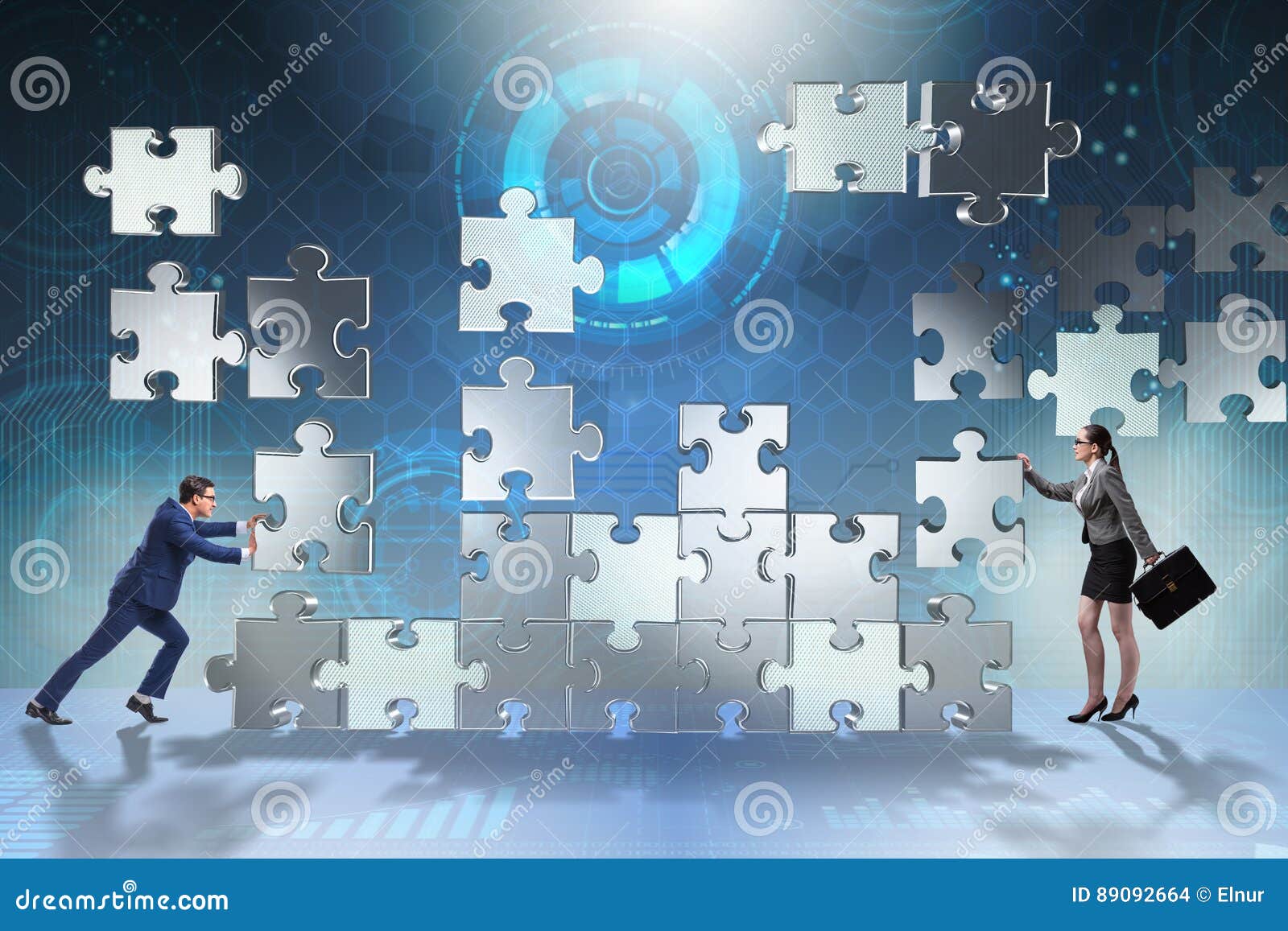 The Business Concept of Teamwork with Puzzle Pieces Stock Photo - Image ...