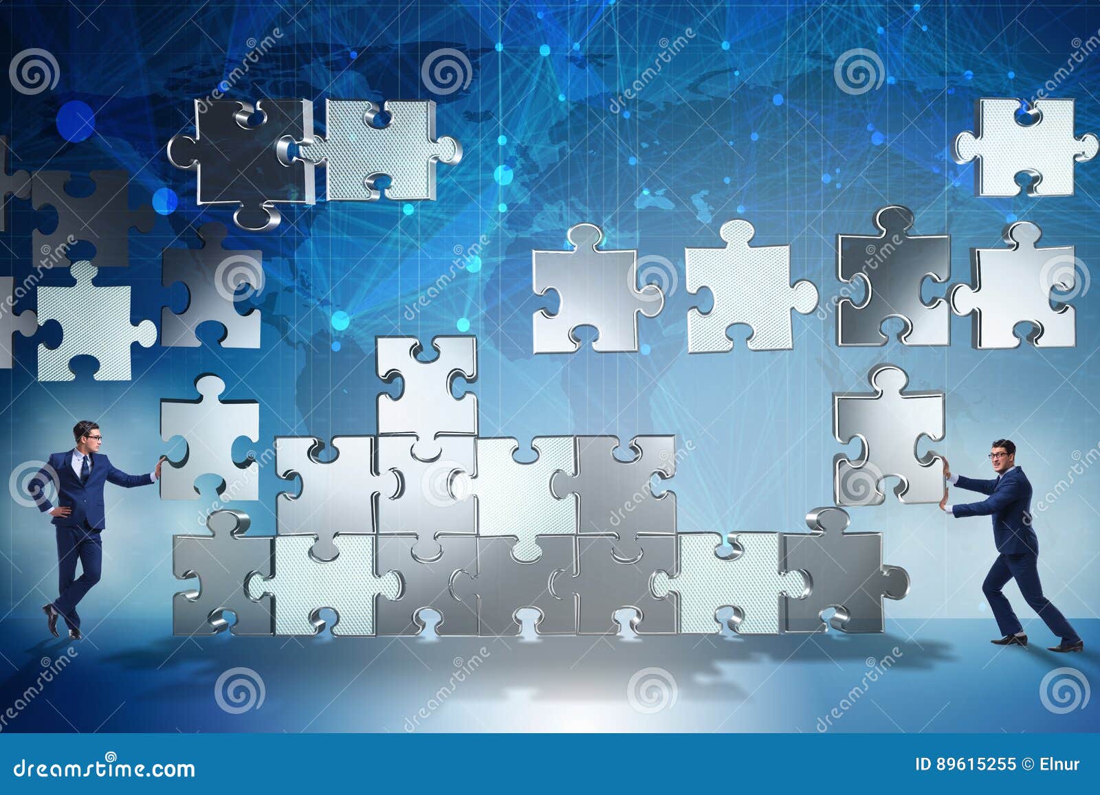 The Business Concept of Teamwork with Puzzle Pieces Stock Illustration ...