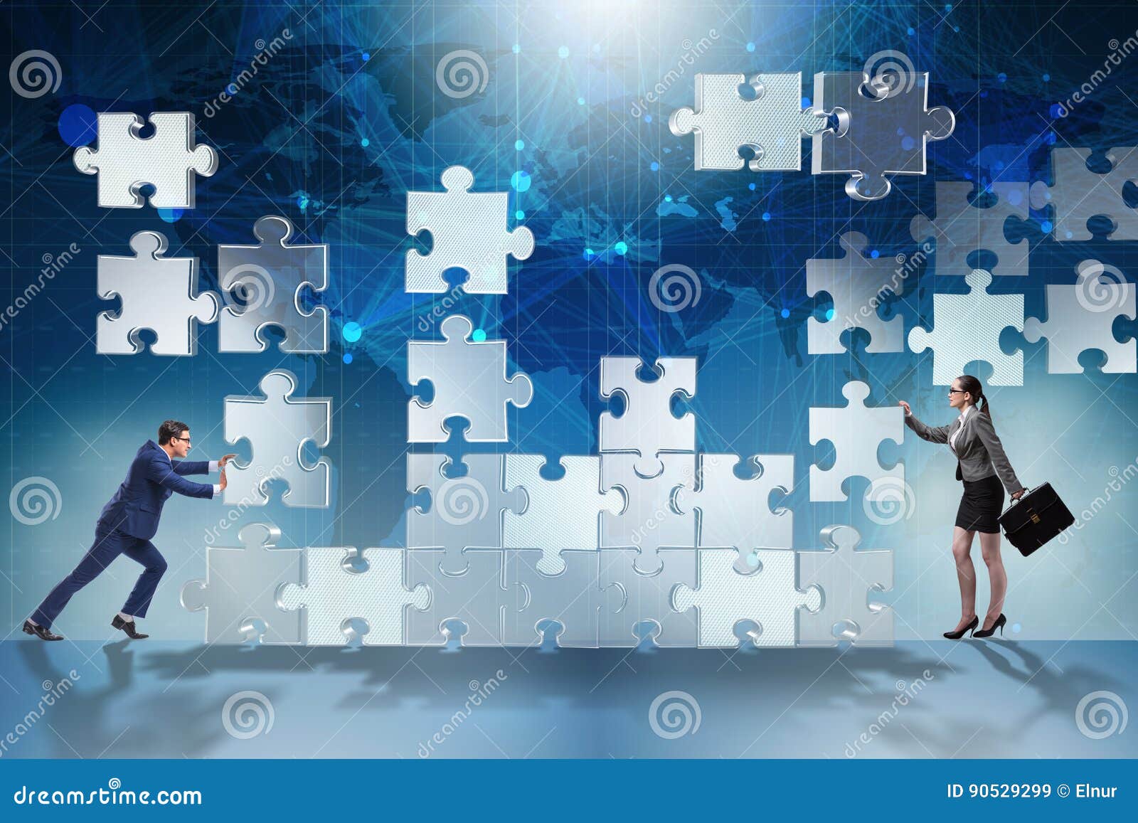 The Business Concept of Teamwork with Puzzle Pieces Stock Image - Image ...