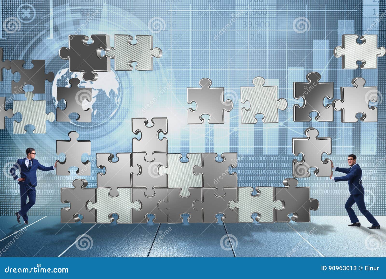 The Business Concept of Teamwork with Puzzle Pieces Stock Illustration ...