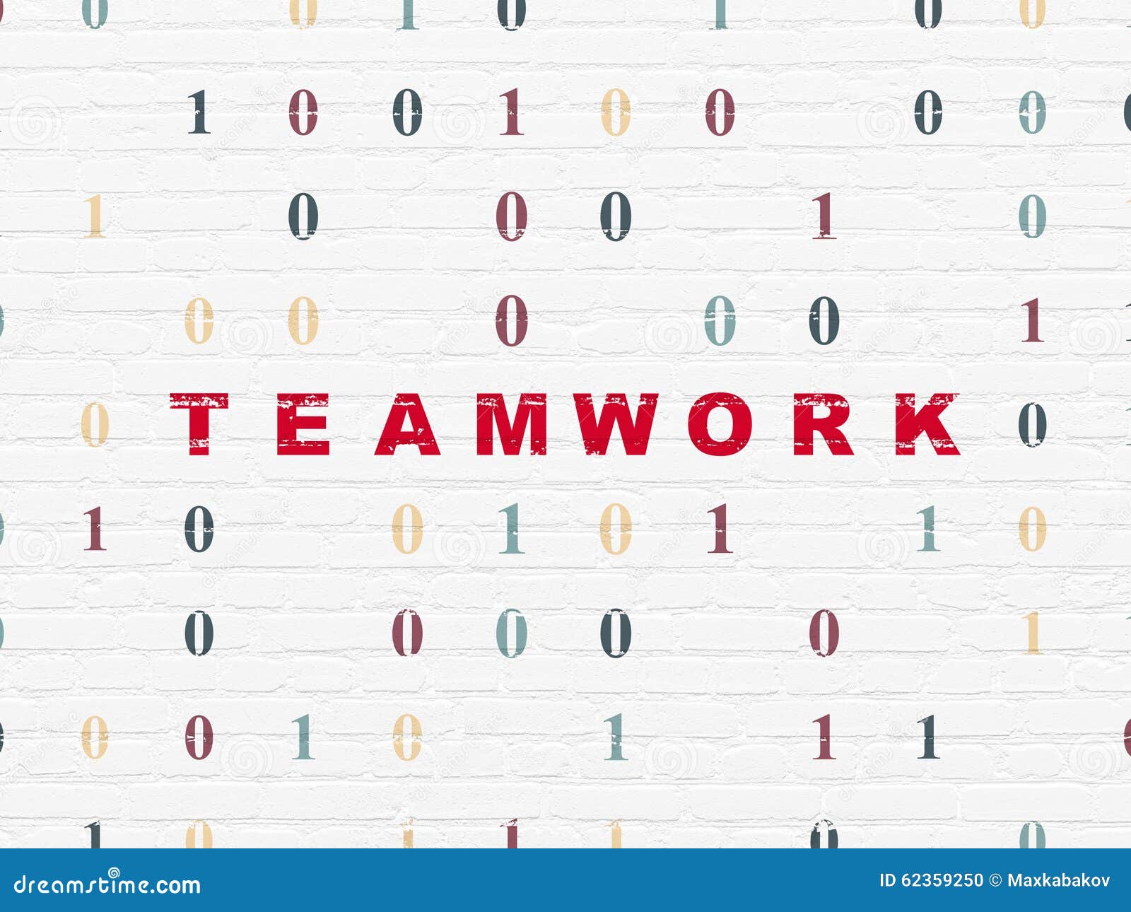 Business Concept: Teamwork on Wall Background Stock Illustration ...