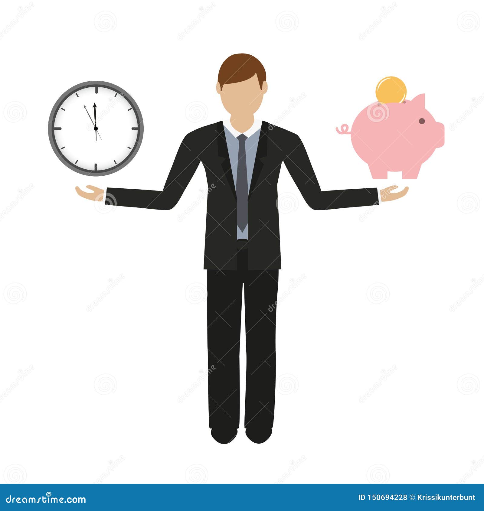 Business Concept about Time and Money Business Man Character Stock ...