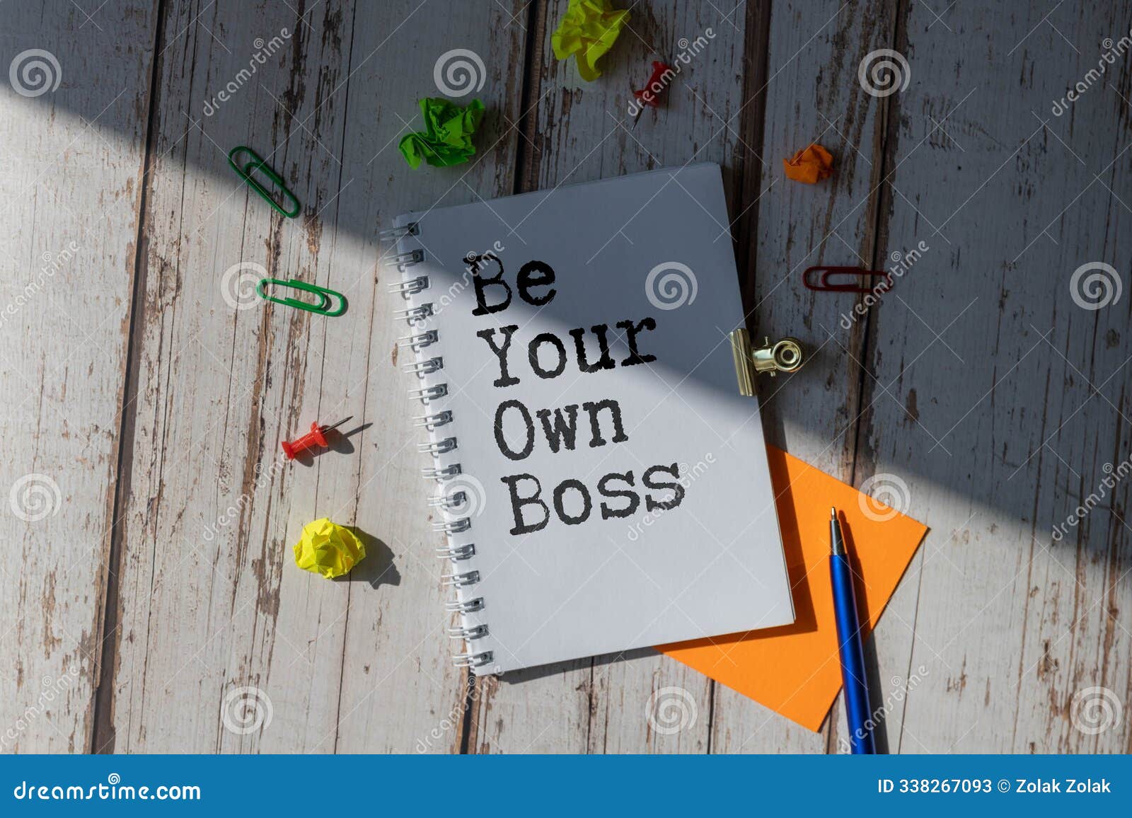 Business Concept - Top View Notebook Writing Be Your Own Boss Stock ...