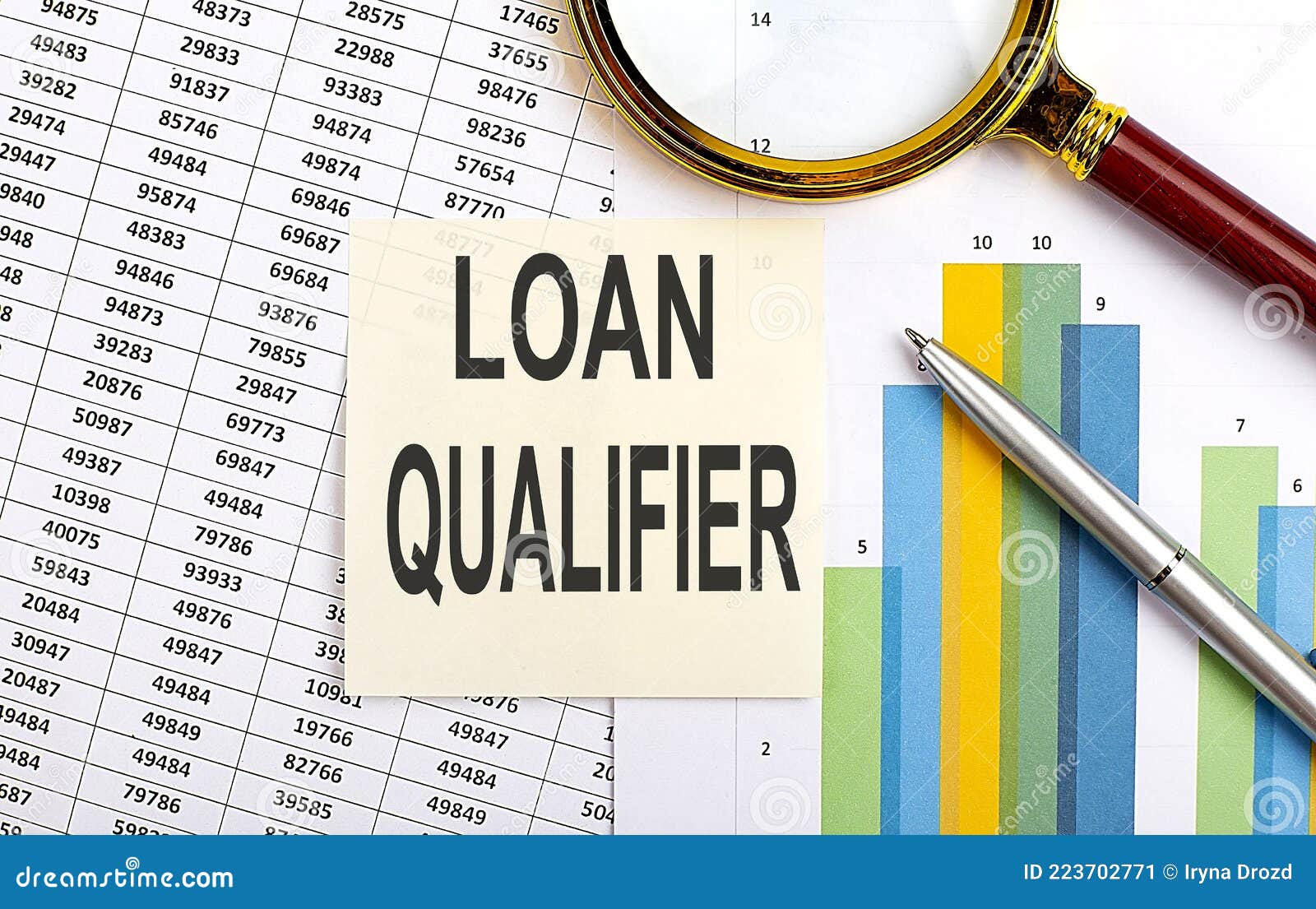 Business Concept. Top View of Stiscker with Text Loan Qualifier on ...