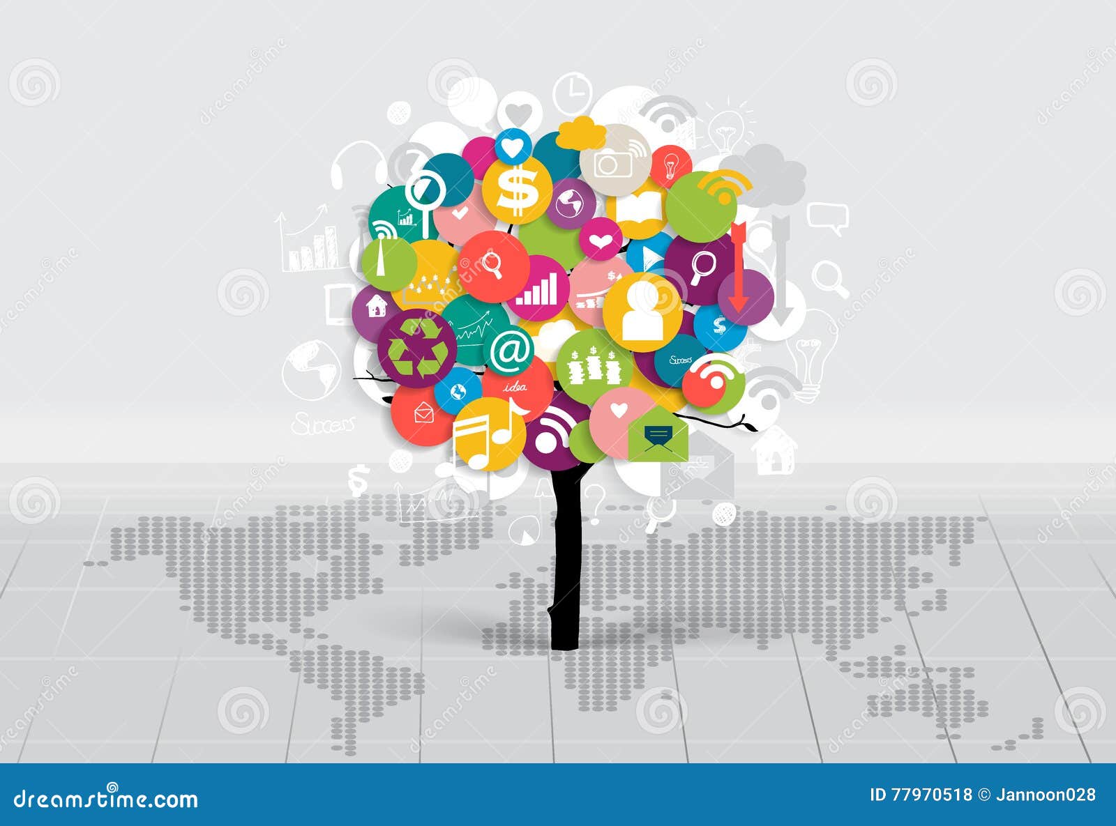 Business Concept. Tree with Cloud of Application. Vector Illustration ...