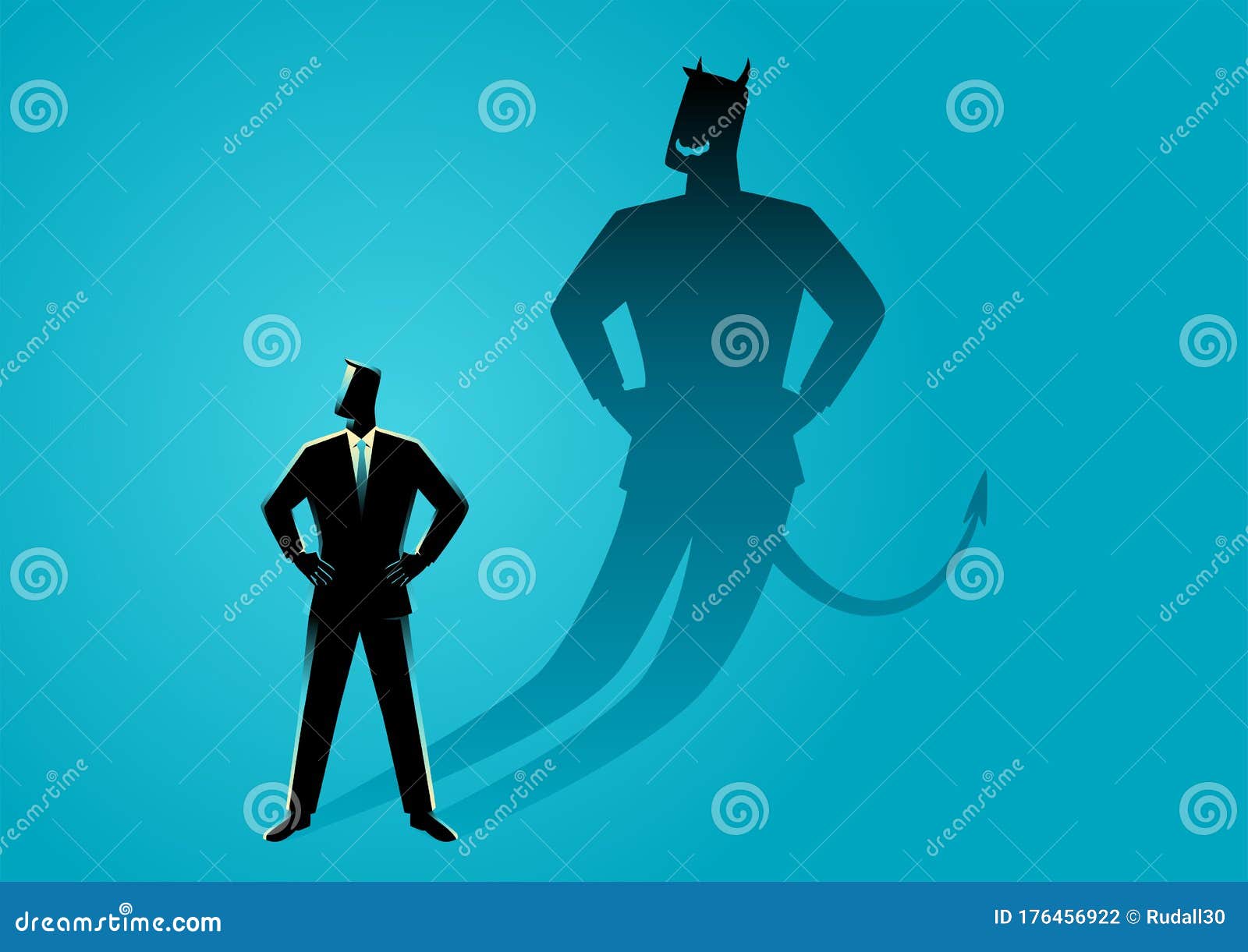 Businessman with His Devil Shadow Stock Vector - Illustration of evil ...
