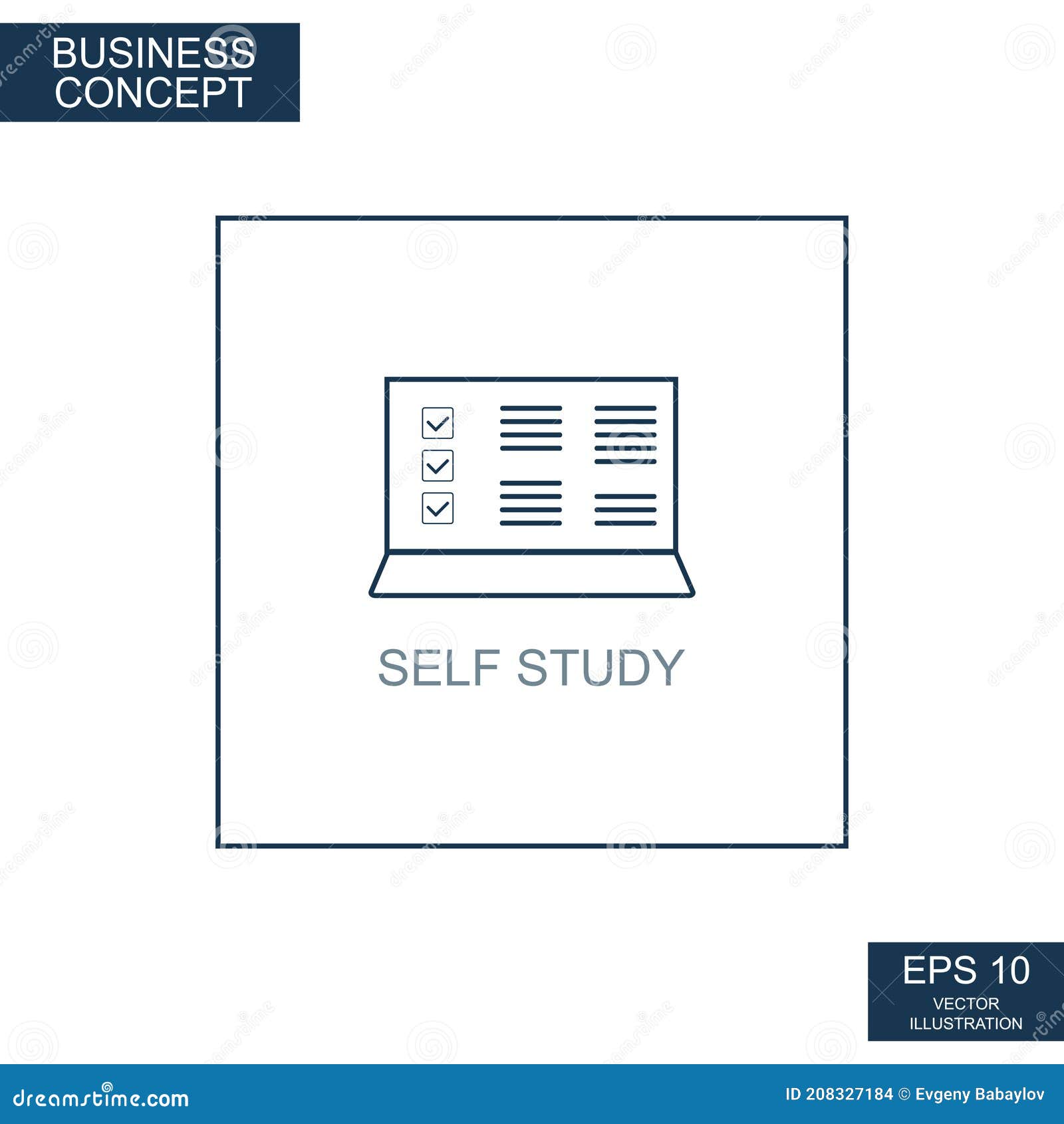 Business Concept, Web Icon from Thin Lines. Self Study - Vector Stock ...