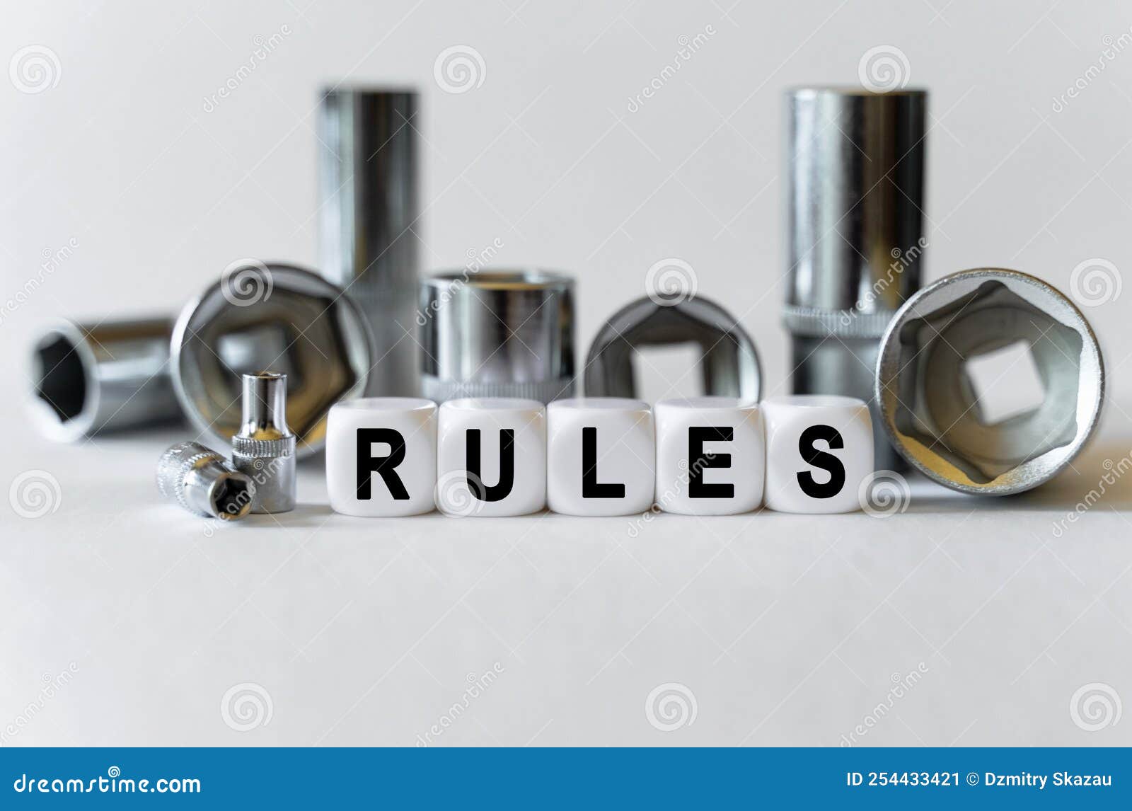 On a White Background, a Set with Tools and White Cubes with the ...