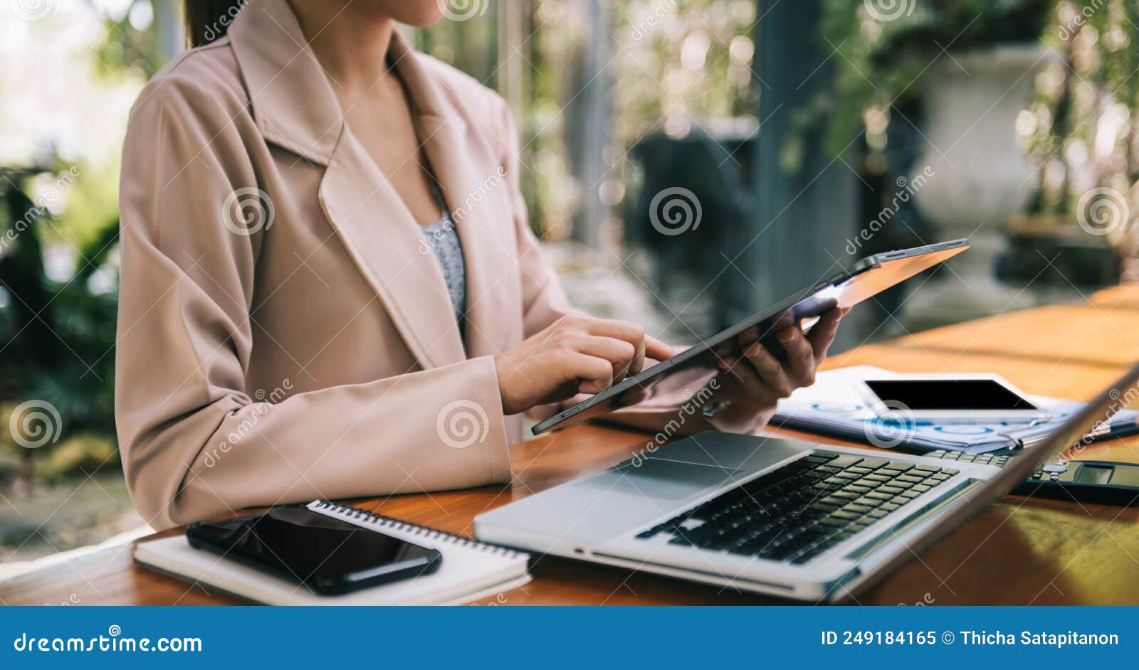 Business Concepts, Business People Working in the Work Area with Tablet ...
