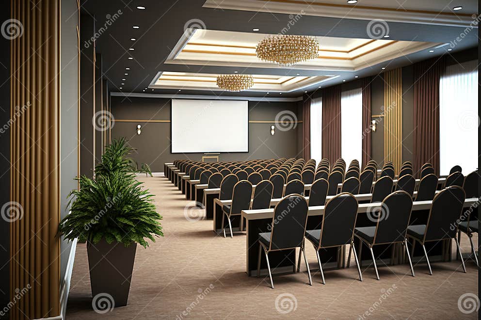 Business Conference in Congress Room Stock Illustration - Illustration ...
