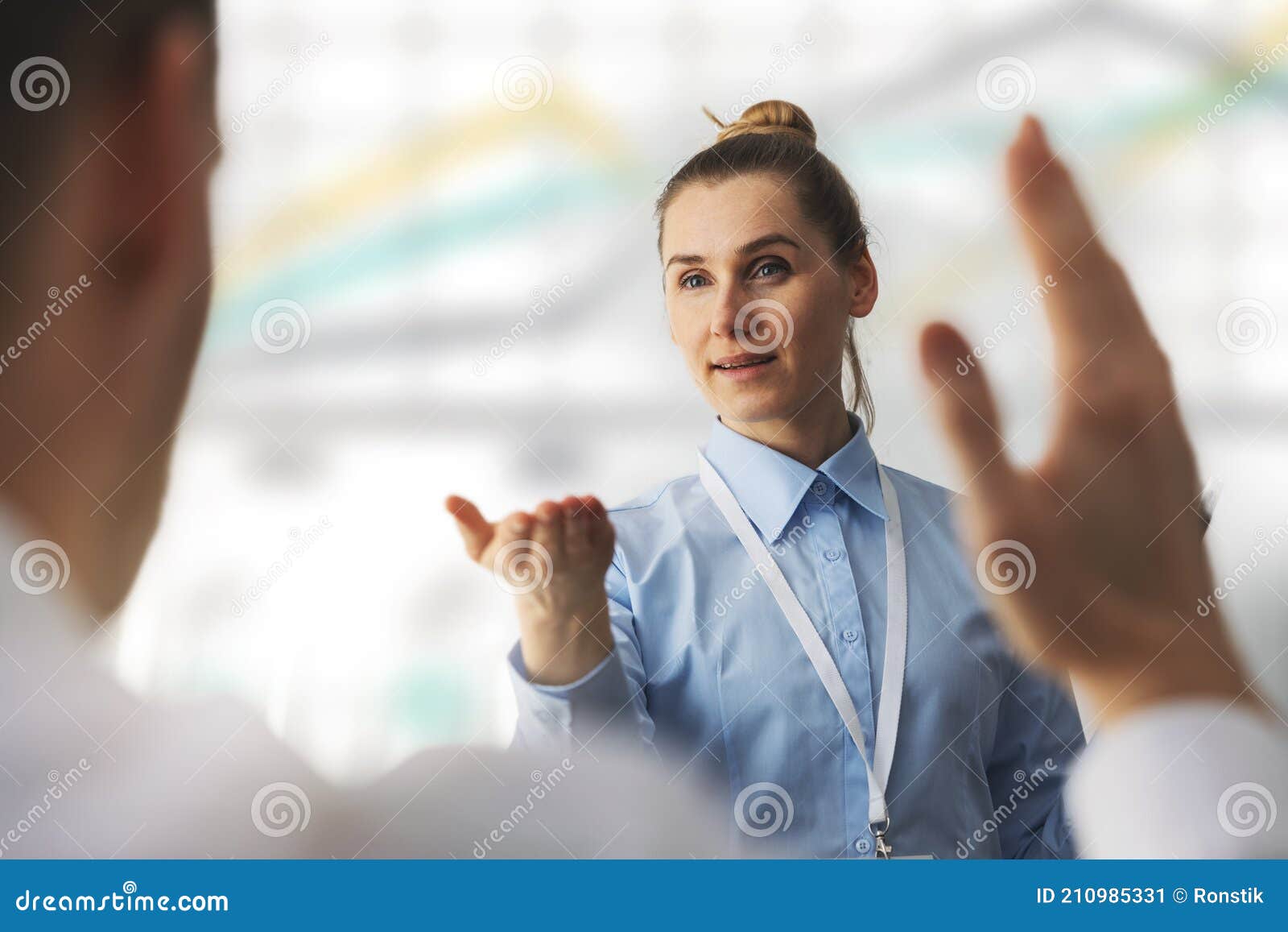 Business Conference Speaker Getting a Question from Audience. Hand ...