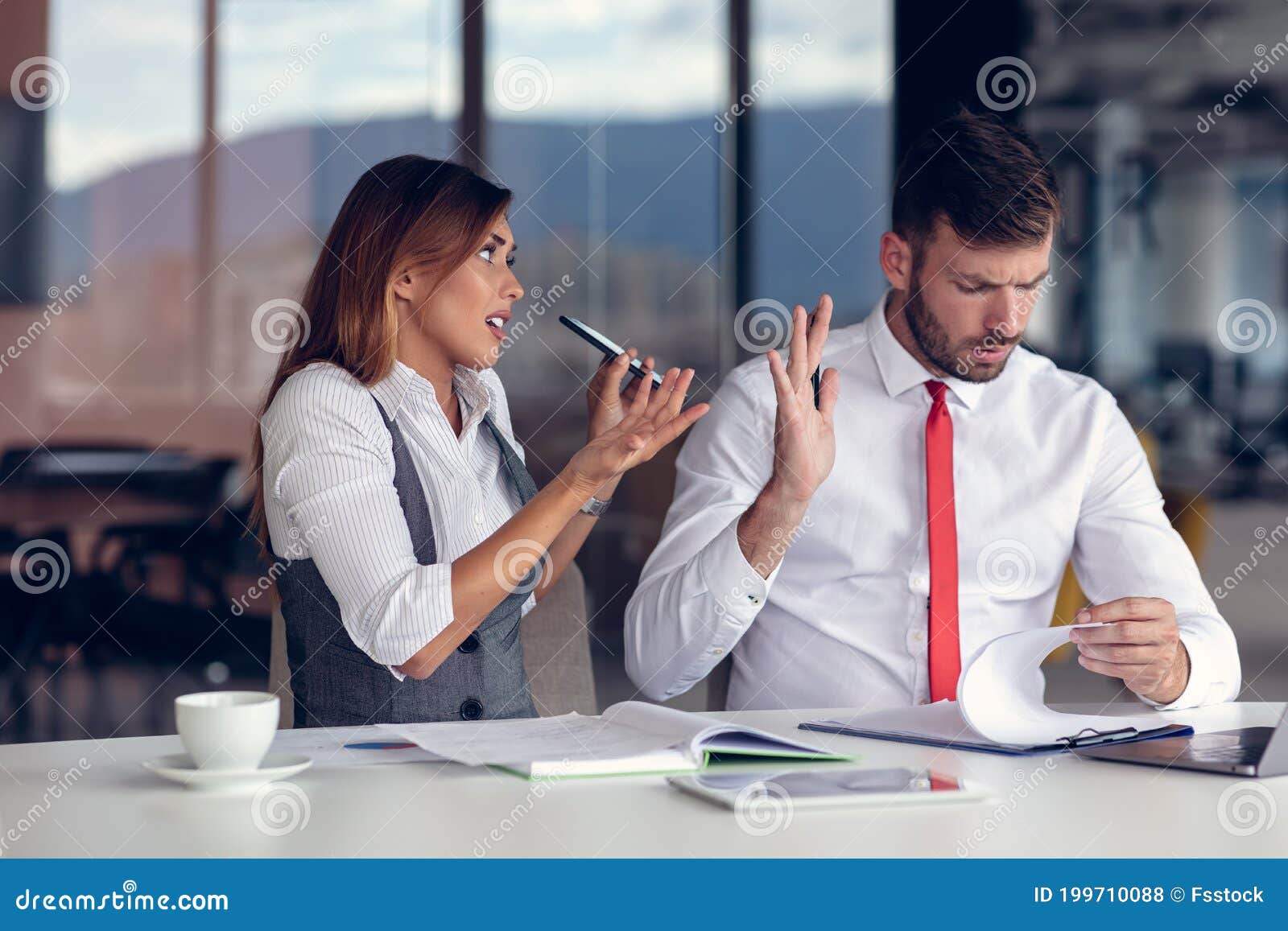 Conflict Between People. The Man And Woman Are Yelling At Each Other ...