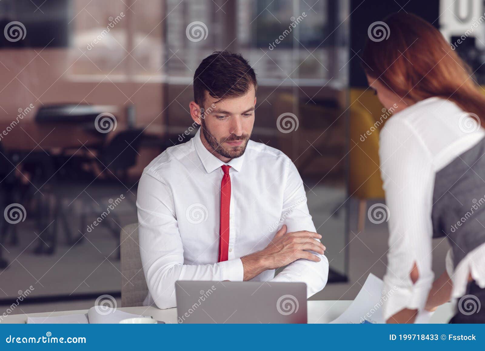 Business Conflict. Business People Arguing about Document at the Office ...