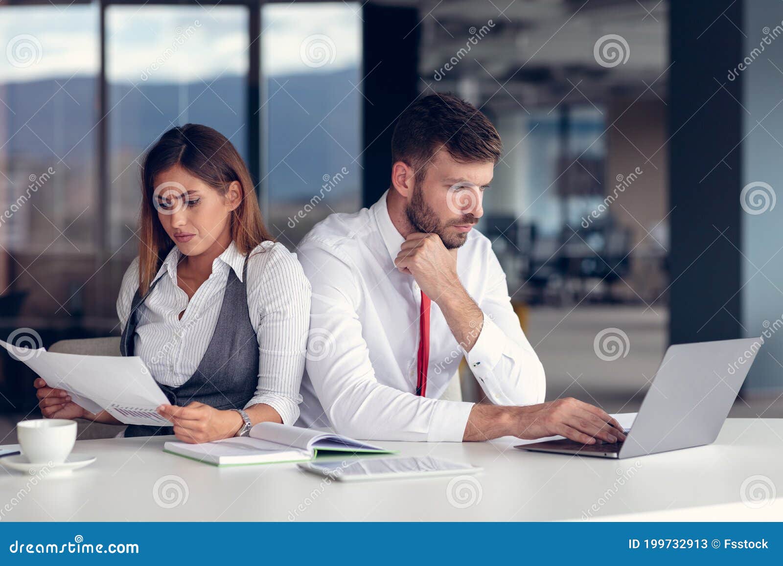 Business Conflict. Business People Arguing about Document at the Office ...