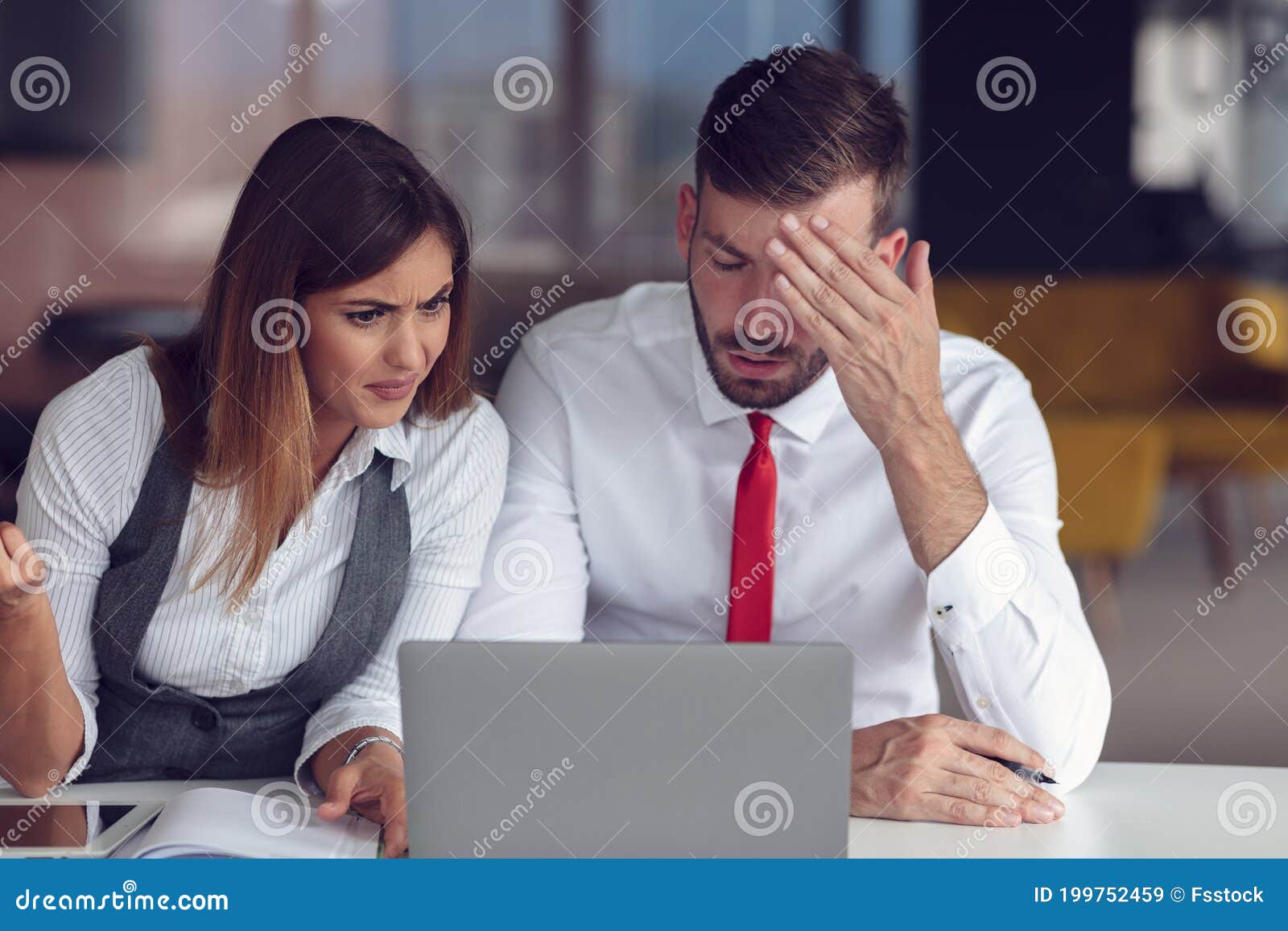 Business Conflict. Business People Arguing about Document at the Office ...