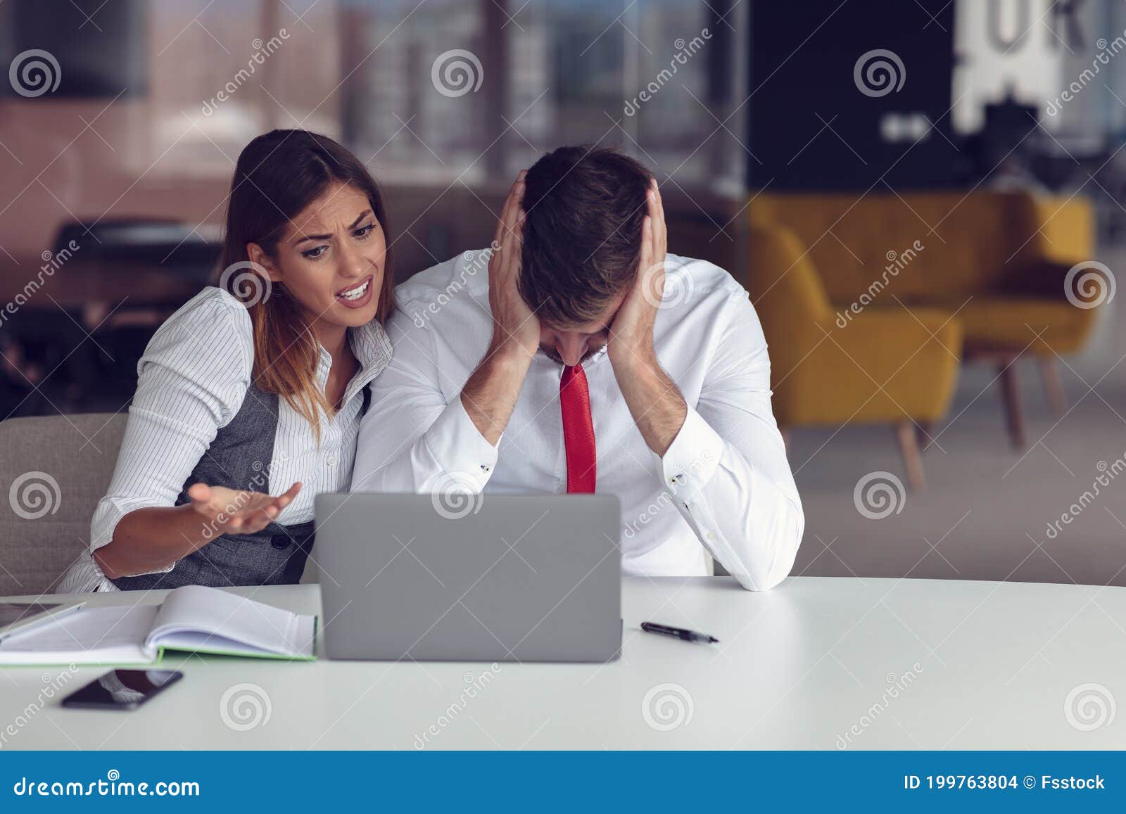 Business Conflict. Business People Arguing about Document at the Office ...