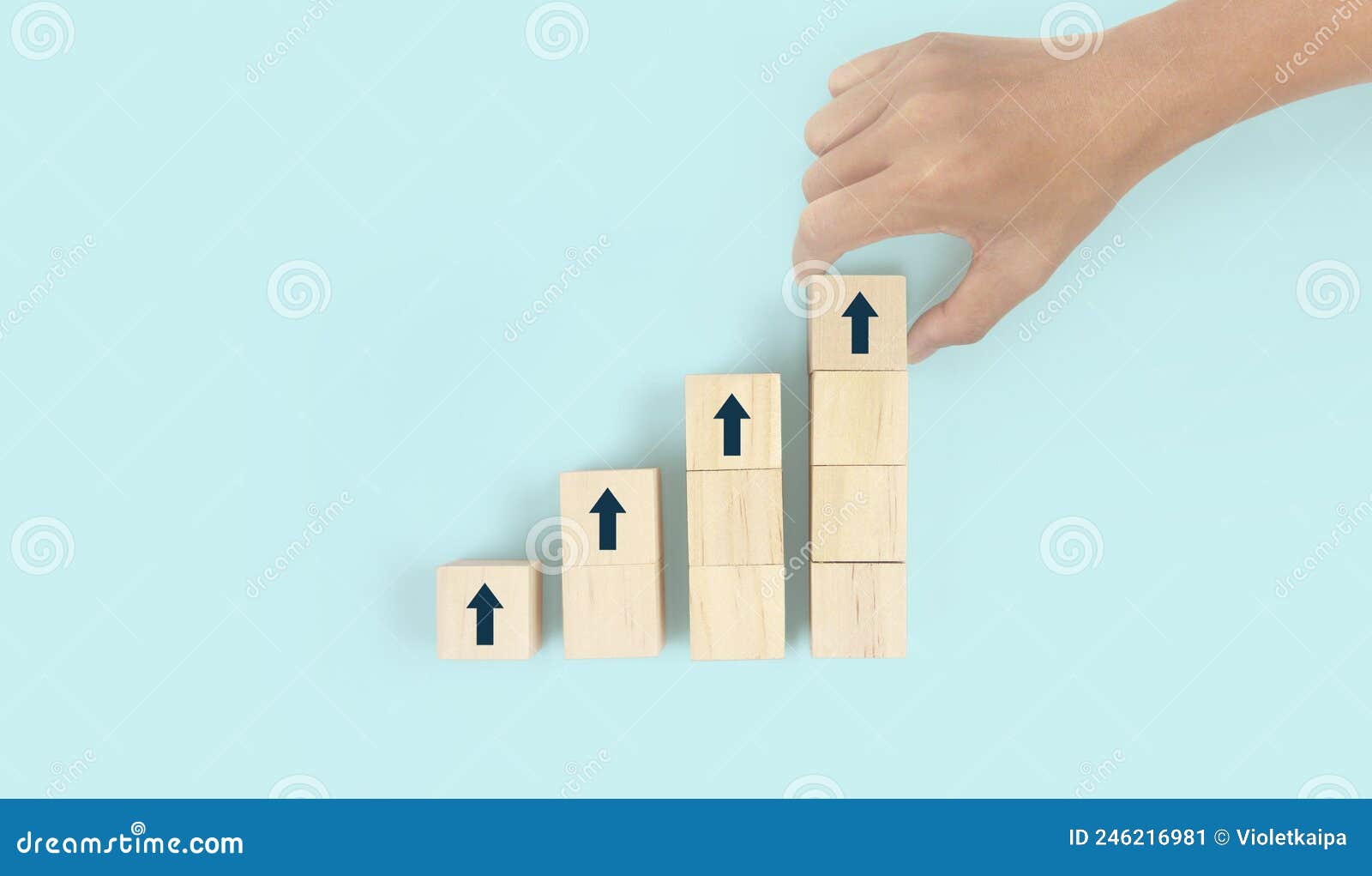 Business Connecting Piece of Multi Wood Chart Blocks Steps in Hand ...