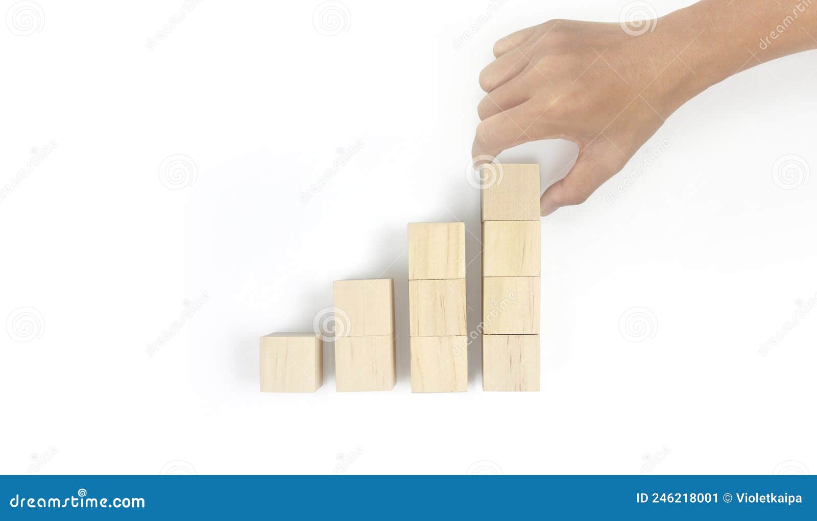 Business Connecting Piece of Multi Wood Chart Blocks Steps in Hand ...