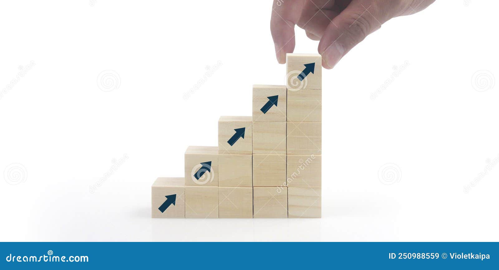 Business Connecting Piece of Multi Wood Chart Blocks Steps in Hand ...