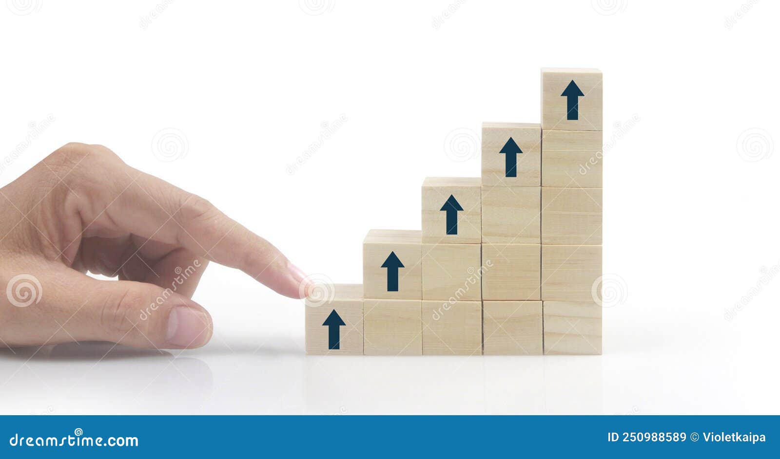 Business Connecting Piece of Multi Wood Chart Blocks Steps in Hand ...
