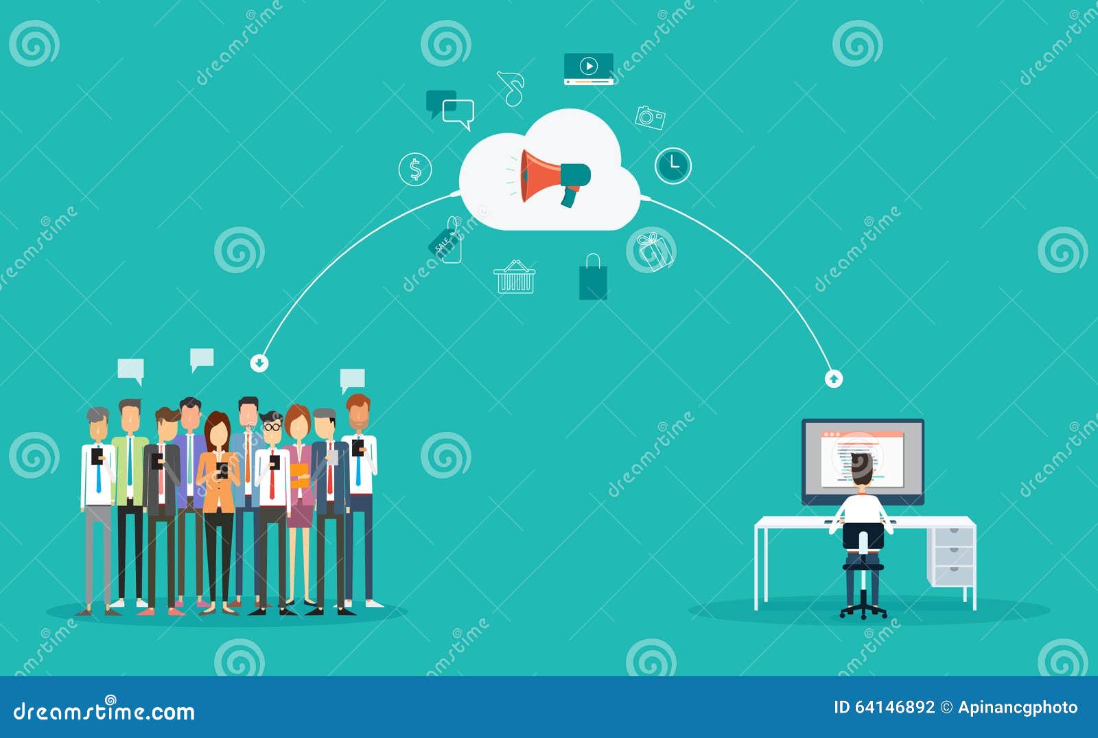 Business Connection on Cloud Stock Vector - Illustration of businessman ...