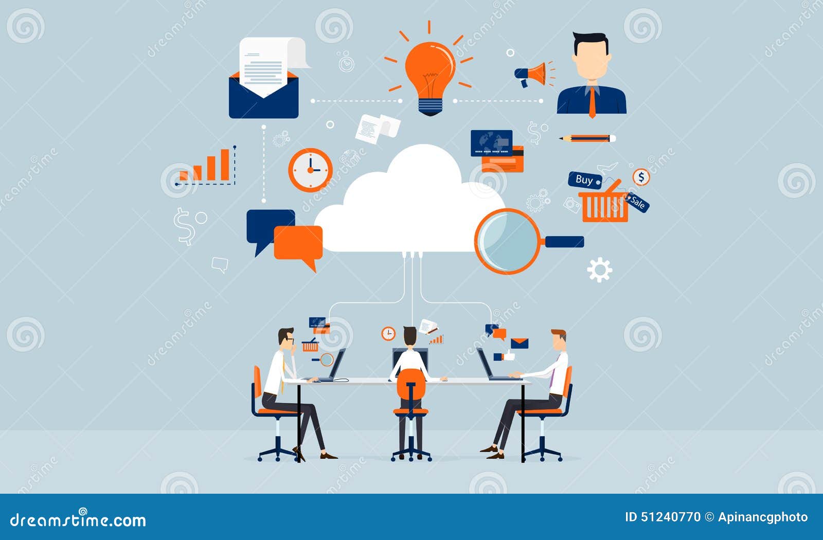 Business Connection Online on Cloud Technology Stock Vector ...