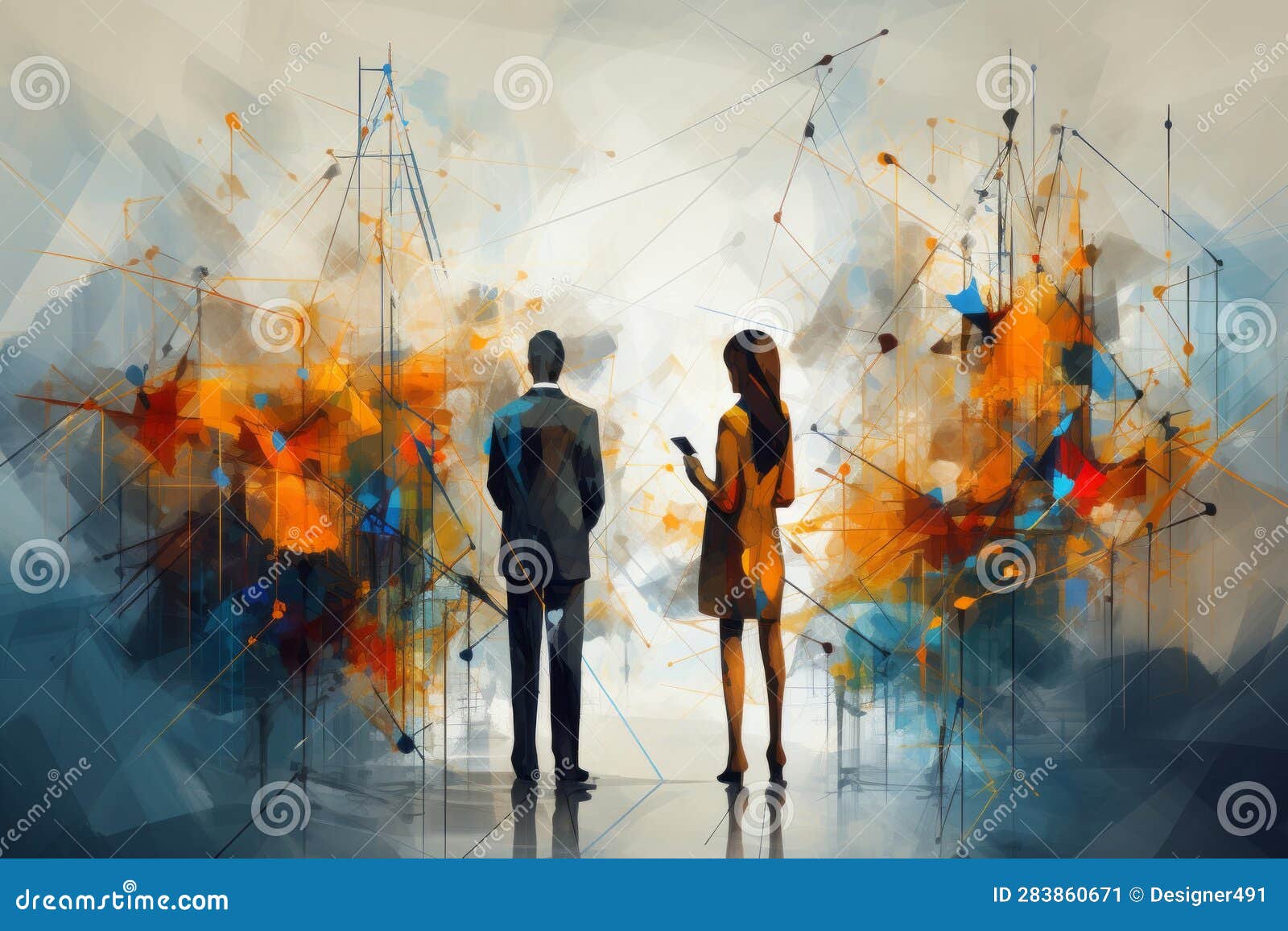 Business Connections or Relationship. Abstract Figures. Generative AI ...