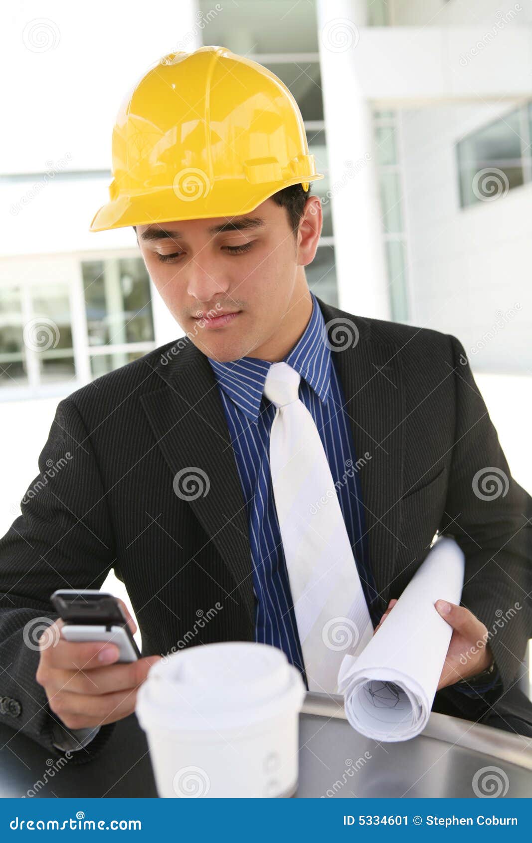 Business Construction Man at Work Office Building Stock Image - Image ...