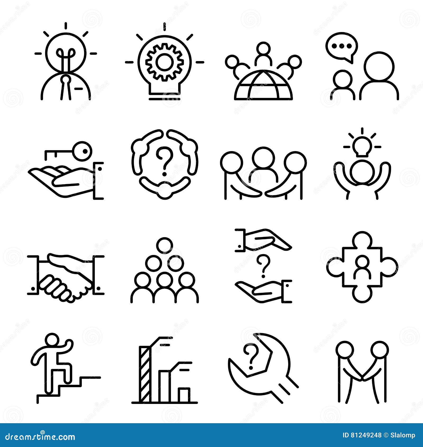 Business Consultant Icon Set in Thin Line Style Stock Vector ...