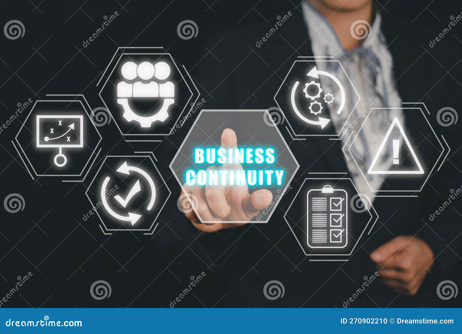 Business Person Hand Touching Business Continuity Icon on Virtual ...