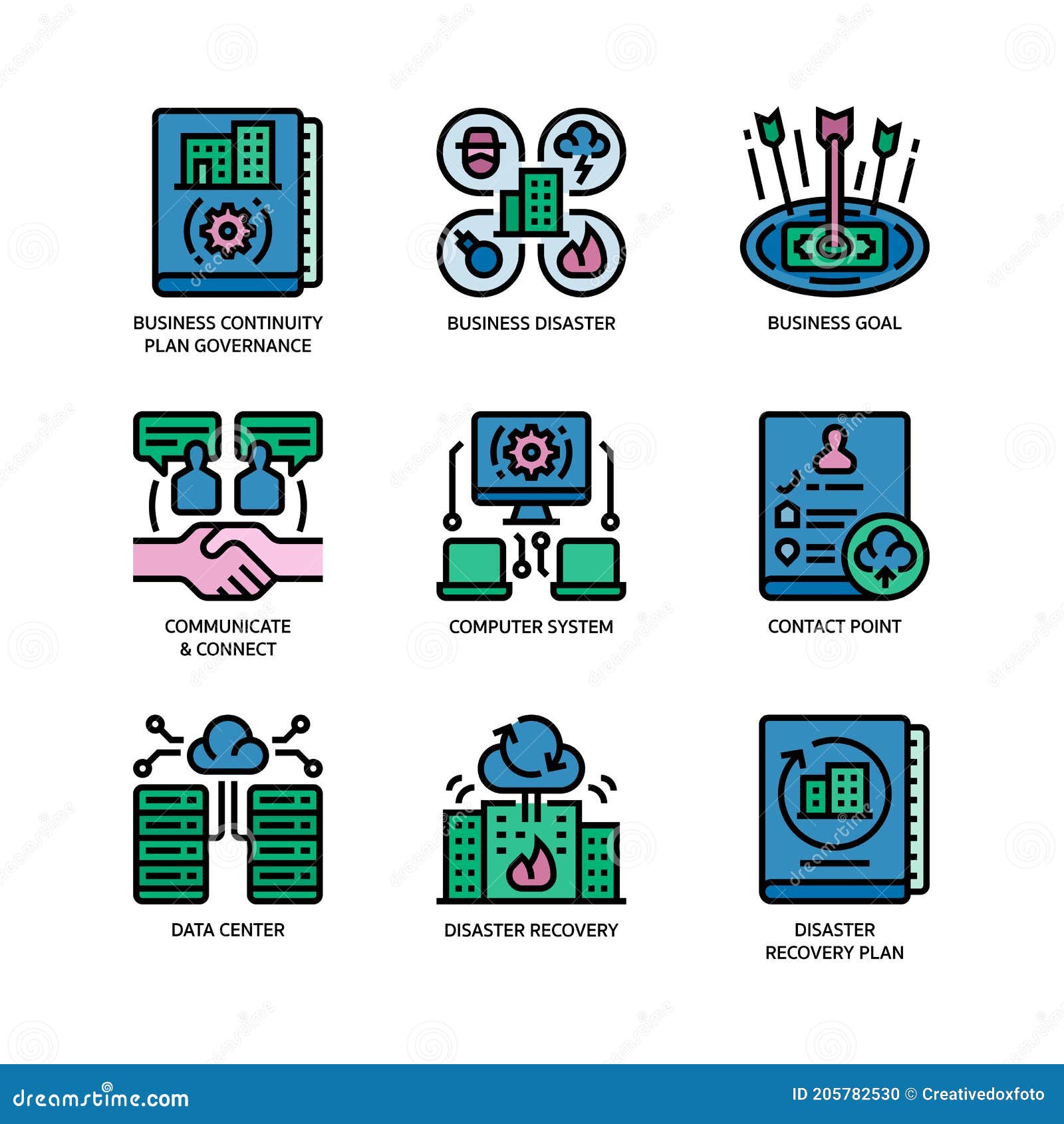 Business Continuity Plan Icons Set Stock Vector - Illustration of ...