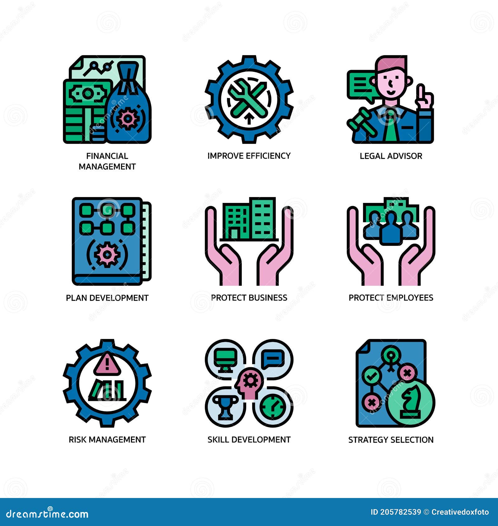Business Continuity Plan Icons Set Stock Vector - Illustration of ...