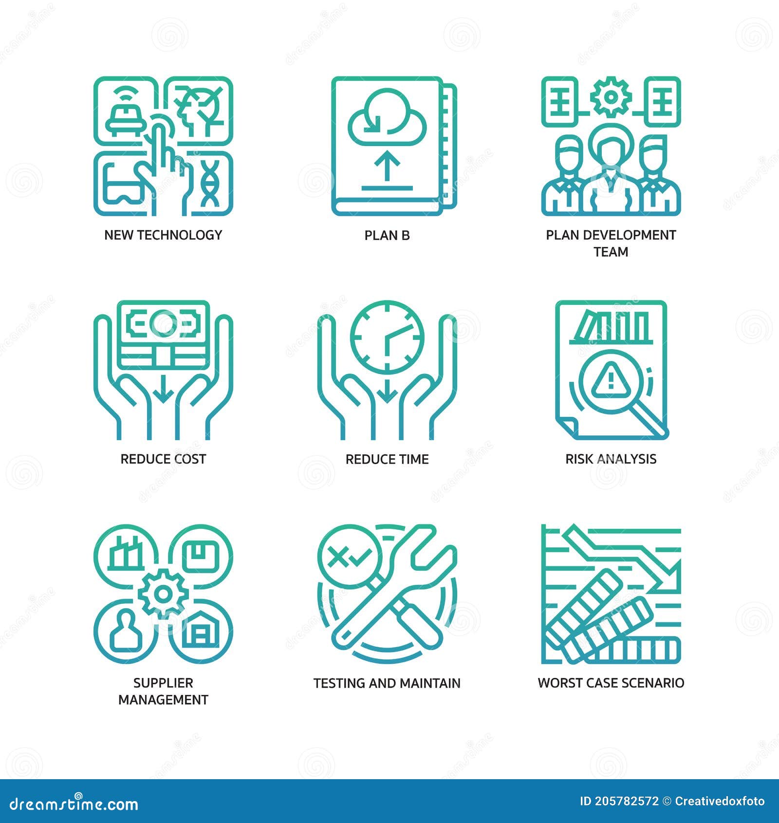Business Continuity Plan Icons Set Stock Vector - Illustration of ...