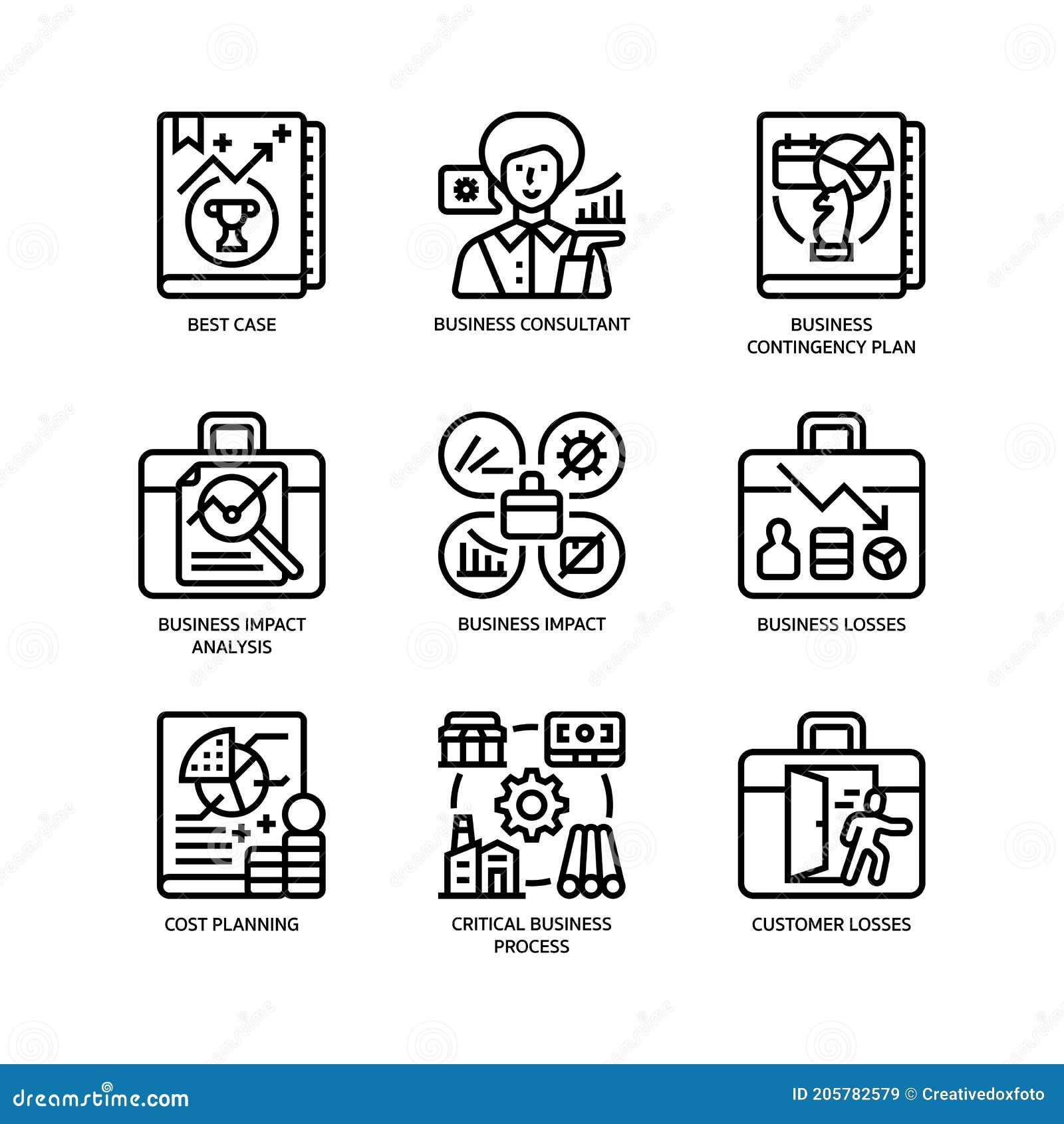Business Continuity Plan Icons Set Stock Vector - Illustration of ...