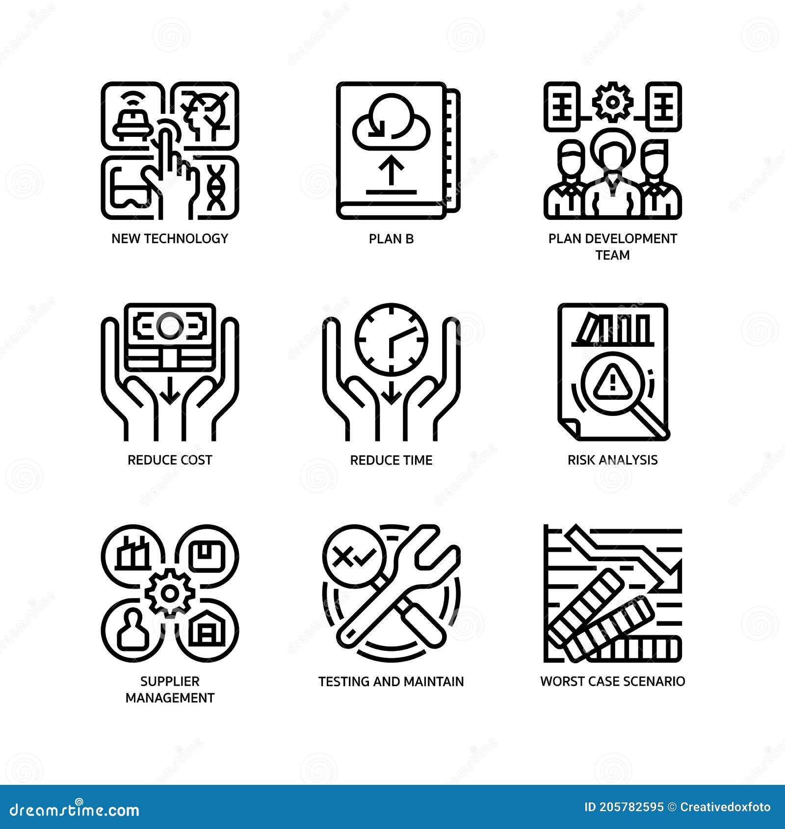 Business Continuity Plan Icons Set Stock Vector - Illustration of ...
