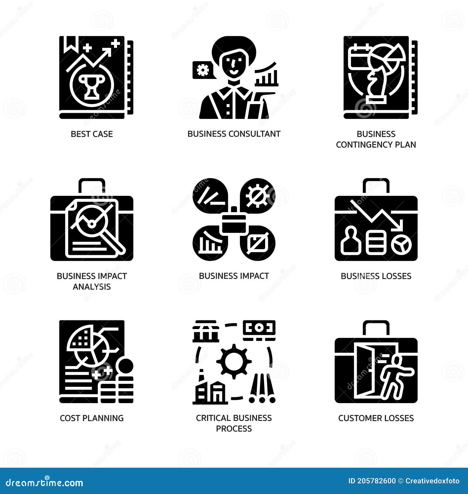 Business Continuity Plan Icons Set Stock Vector - Illustration of ...