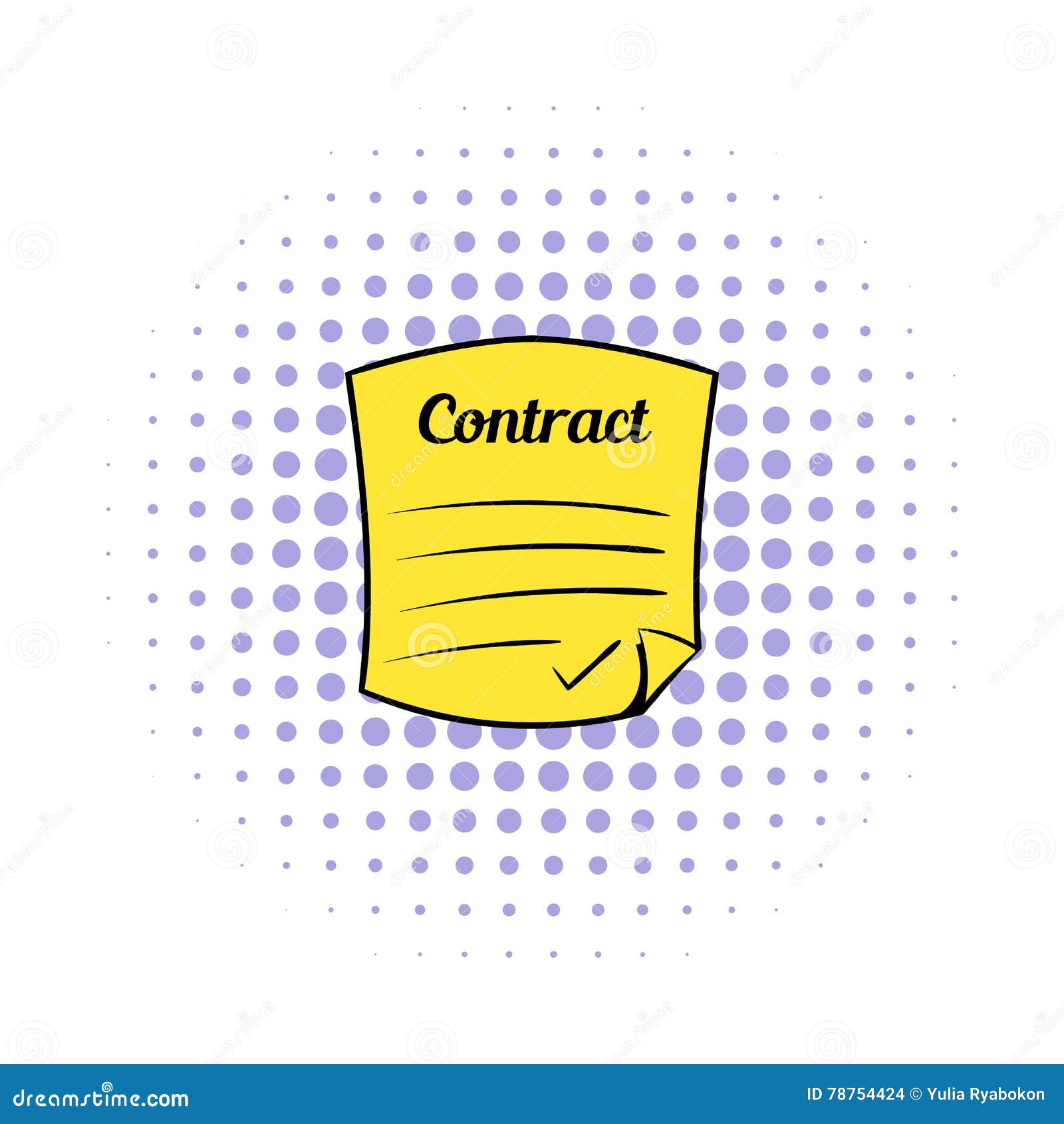 Business Contract Icon, Comics Style Stock Vector - Illustration of ...
