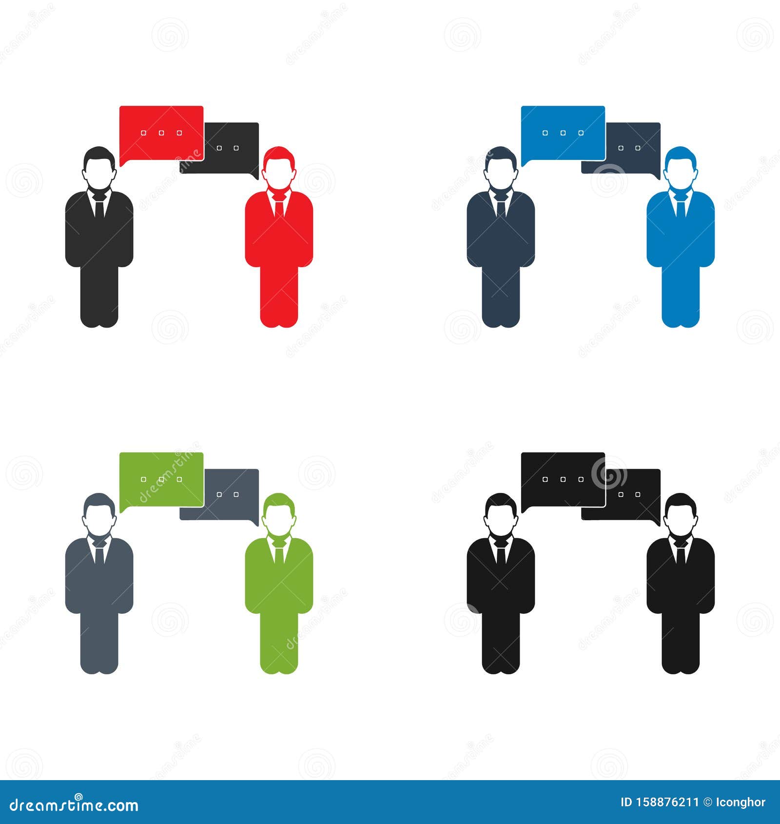 Business Conversation Icon Set. Stock Vector - Illustration of ...