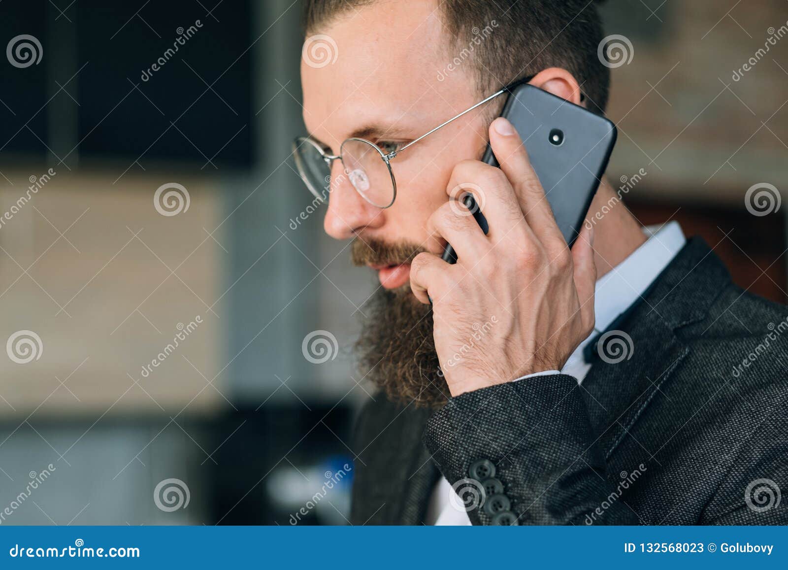 Business Conversation Phone Man Talking Mobile Stock Image - Image of ...