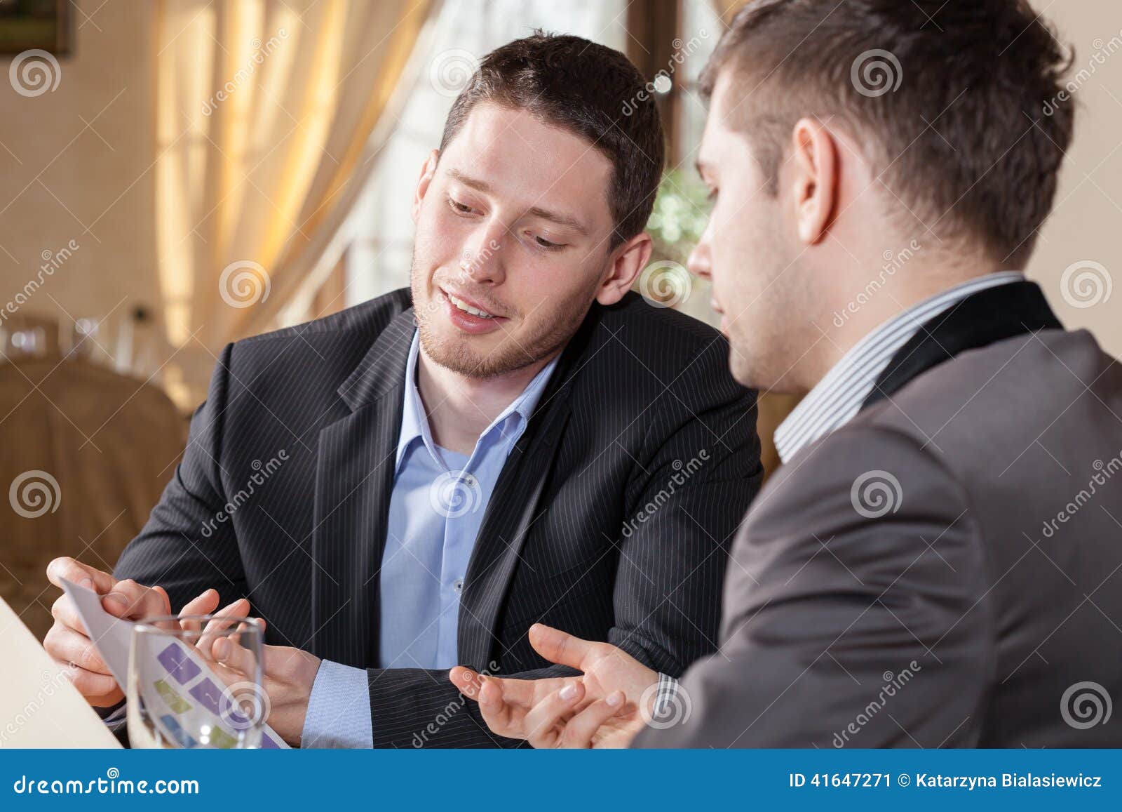 Business Conversation in Restaurant Stock Image - Image of dish ...