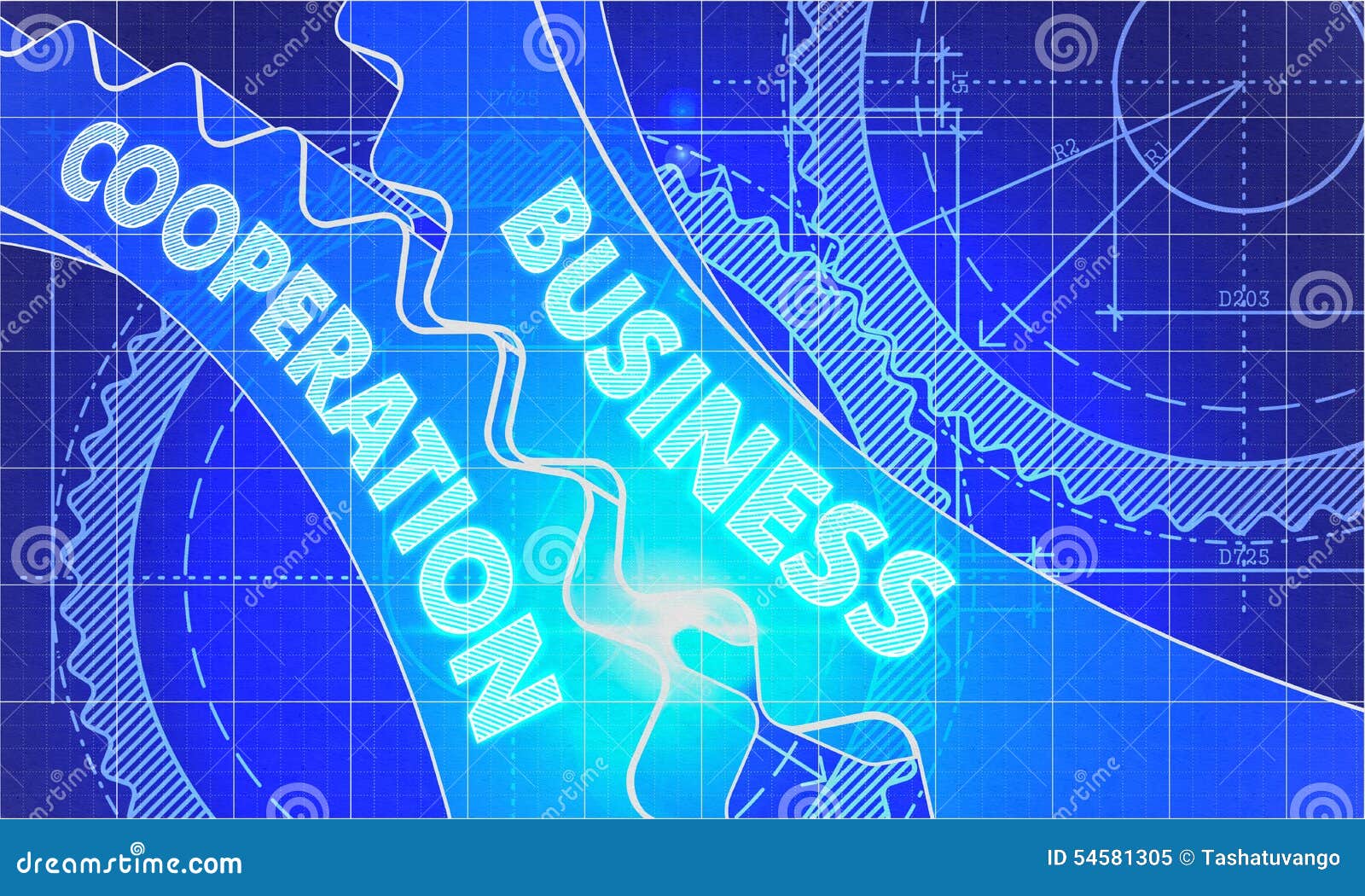 Business Cooperation on Blueprint of Cogs Stock Image - Image of ...