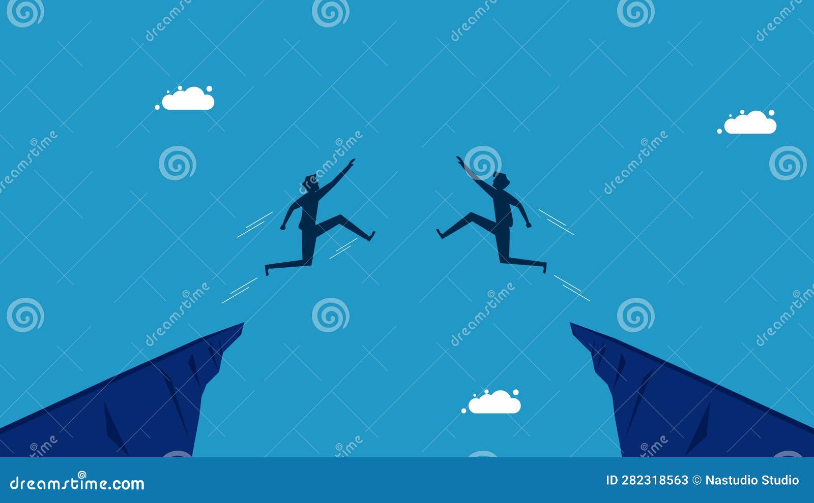 Business Cooperation. Two Men Jumping Together Stock Vector ...