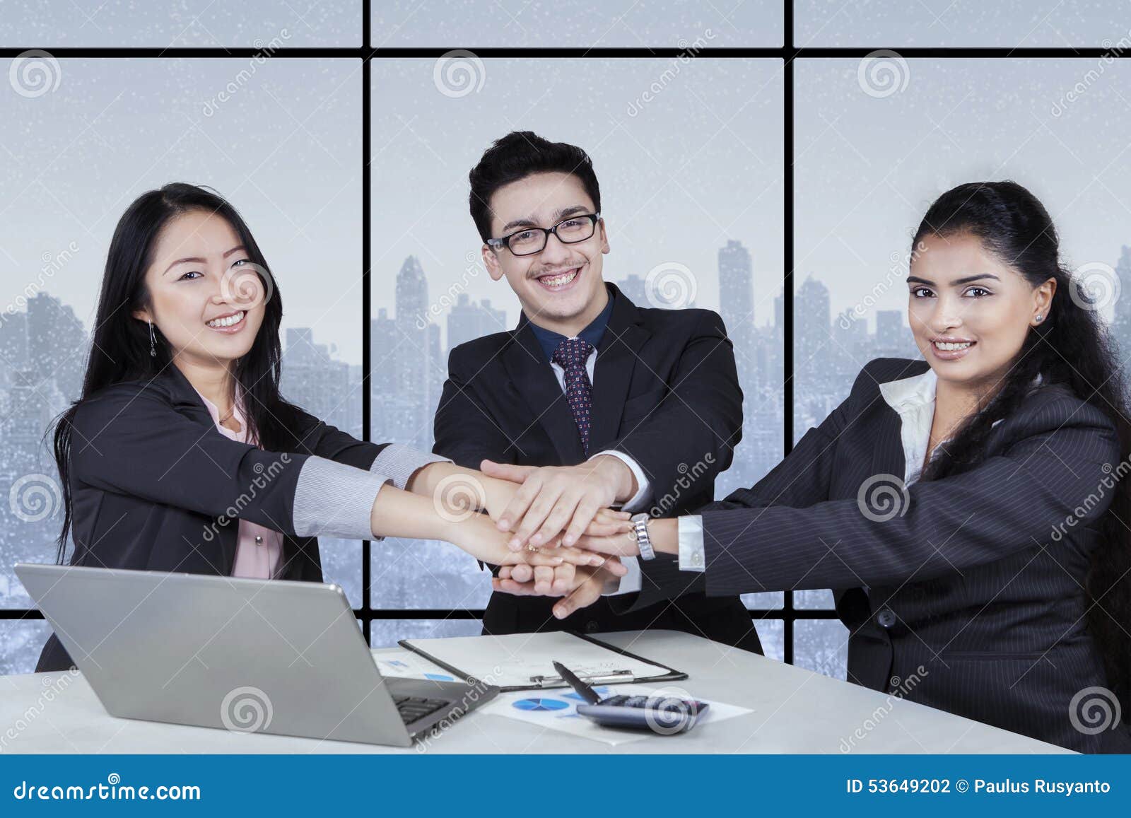 Business Cooperation with Workers Joining Hands Stock Photo - Image of ...